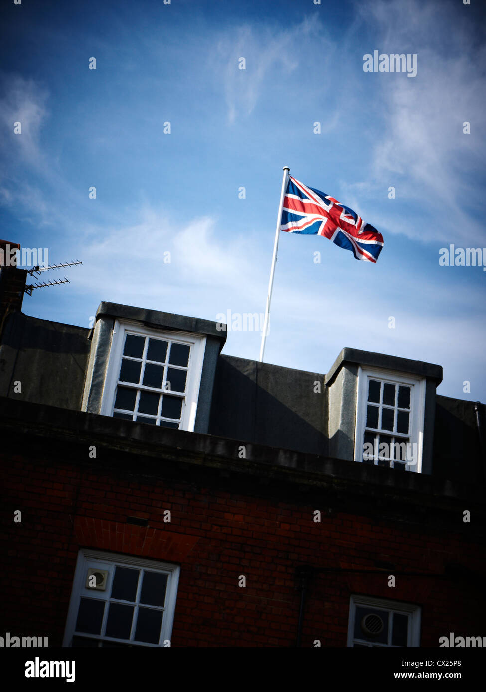 Rooftop blue flag hi-res stock photography and images - Alamy