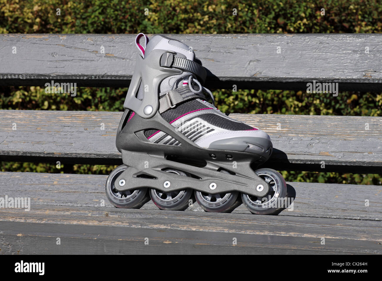 skate on a bench in park Stock Photo - Alamy