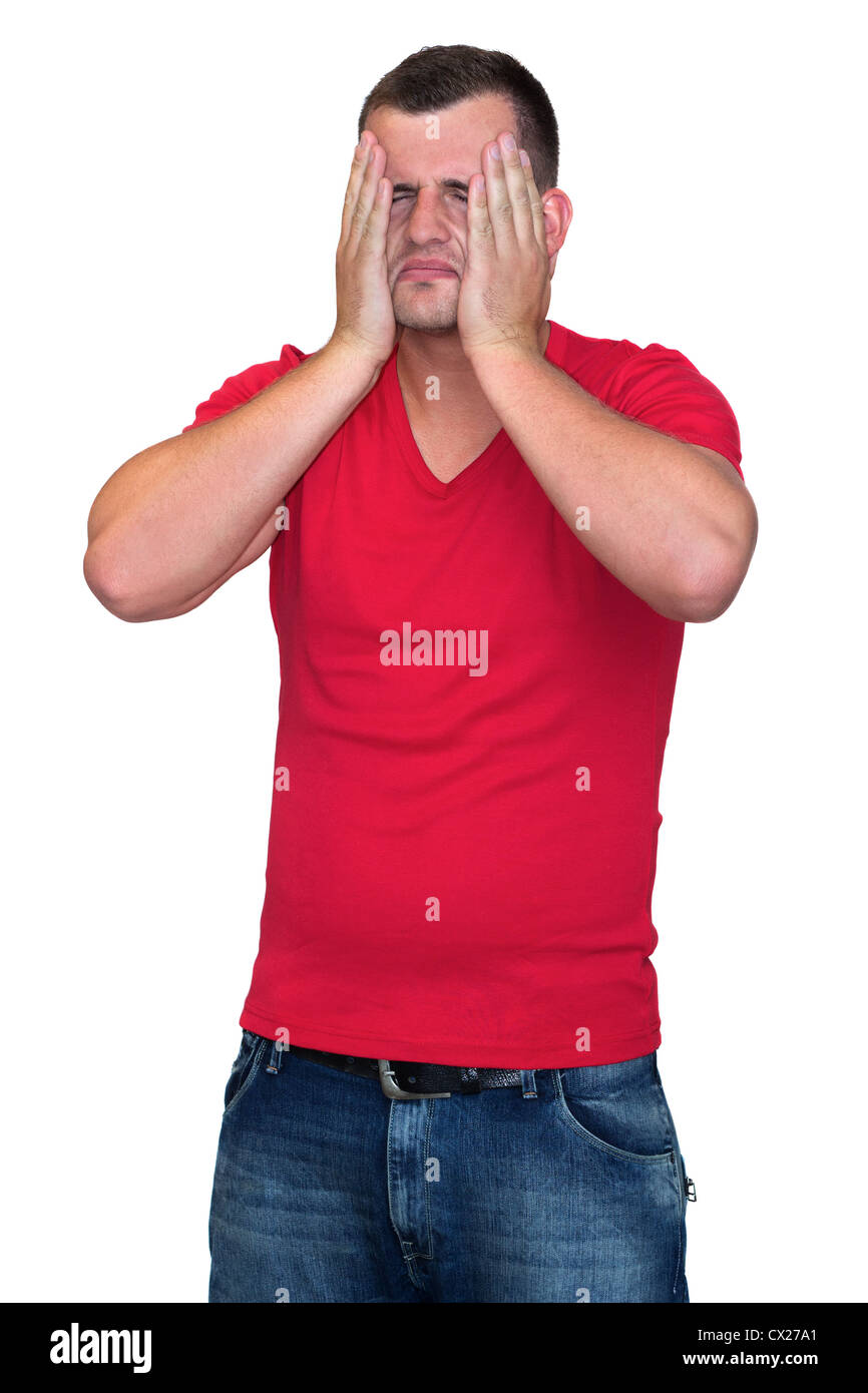 Young European Man very stressed Stock Photo - Alamy