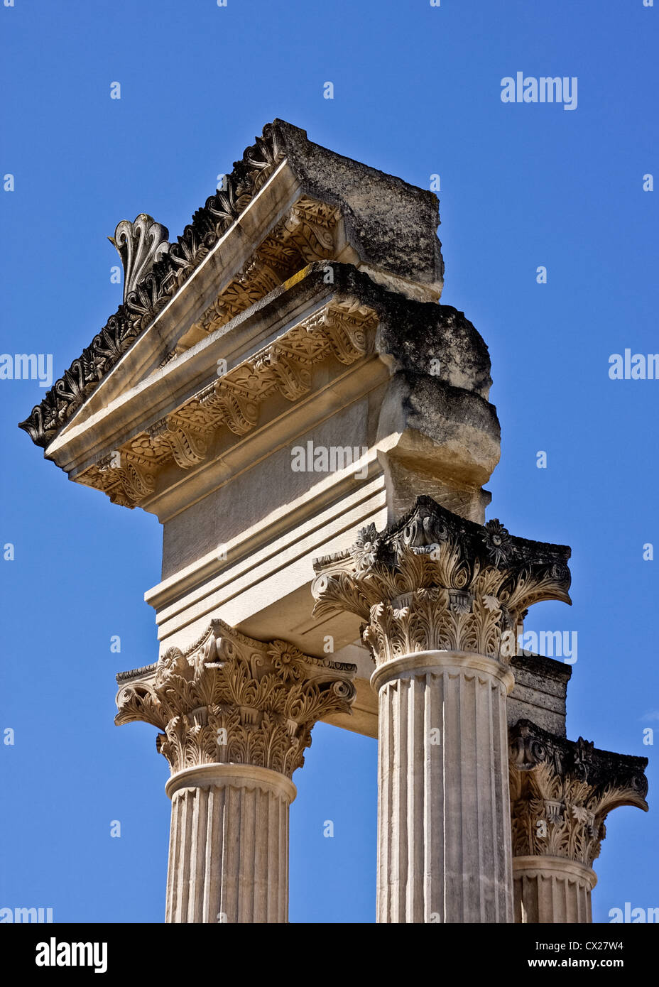 Twin Corinthian Temple in the ancient Roman ruin of Glanum Stock Photo ...