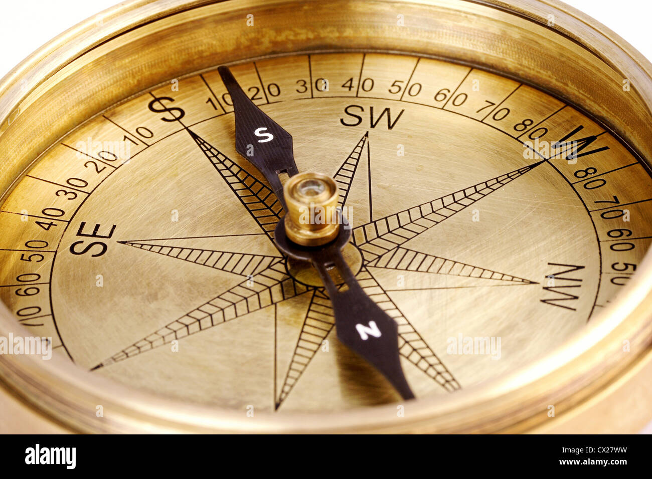 Old Directional compass on white background Stock Photo - Alamy