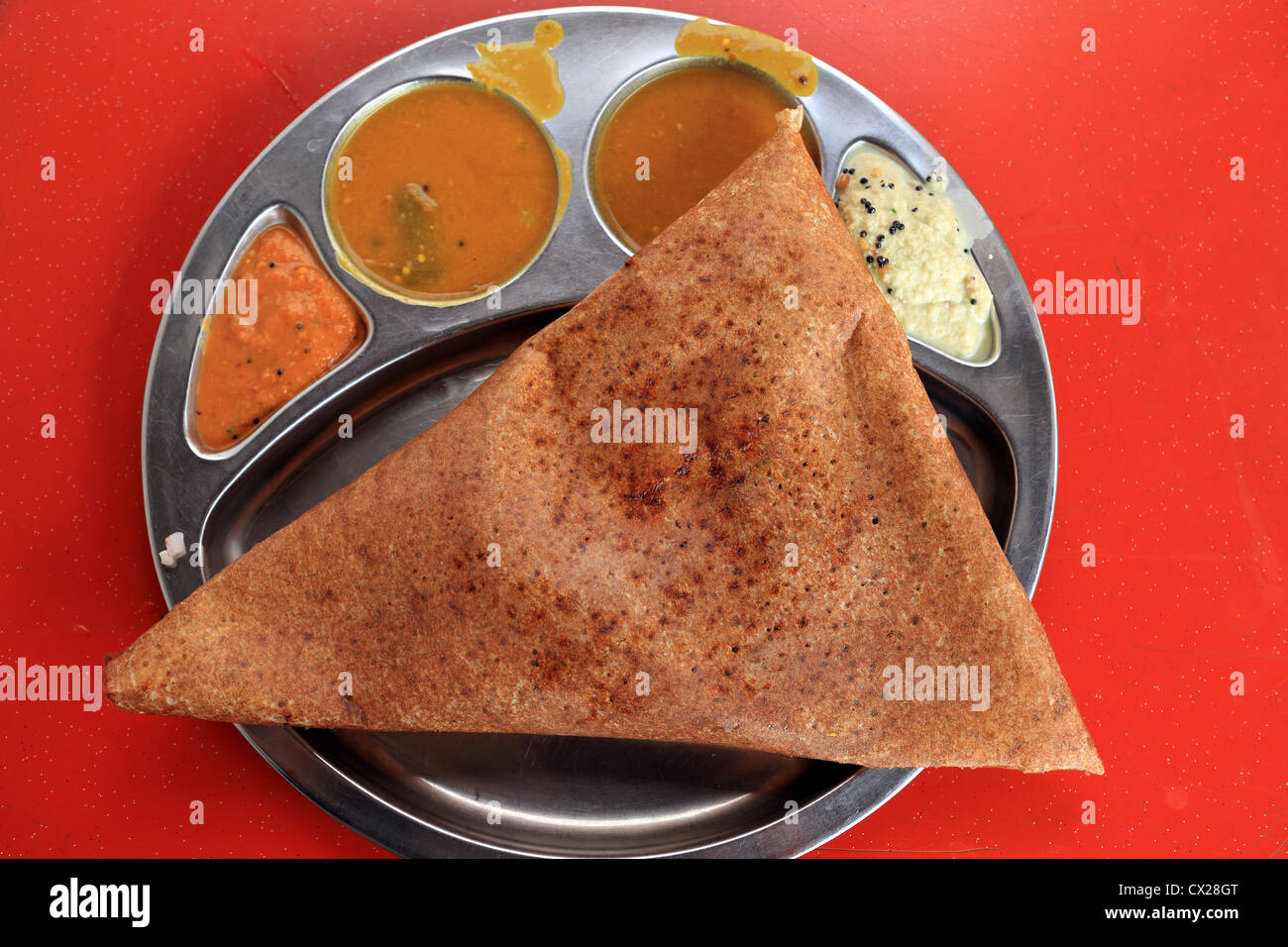 Mutton thosai dosa triangle meal in Little India, Singapore Stock Photo ...