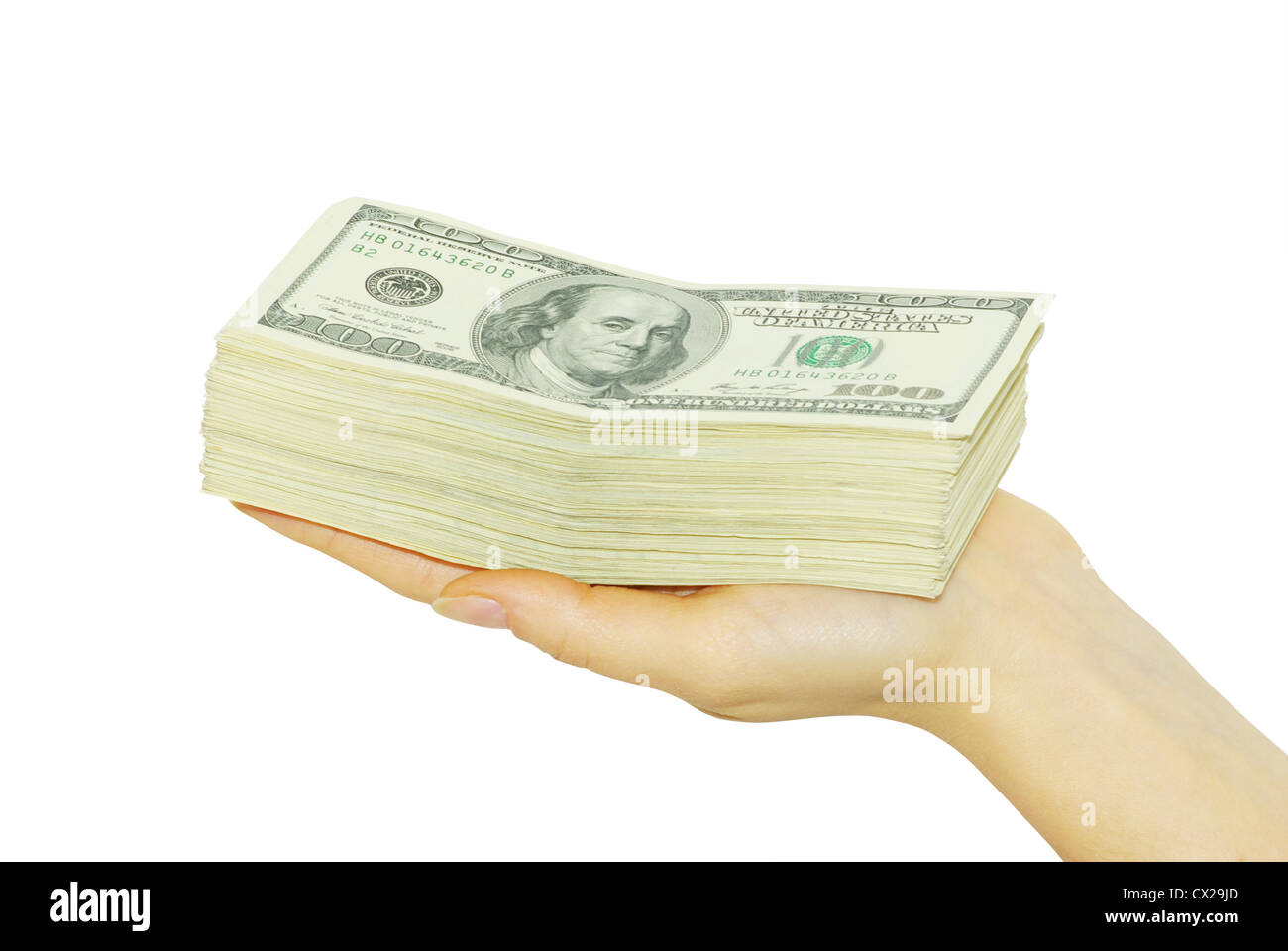 Hand with money isolated on white background Stock Photo - Alamy