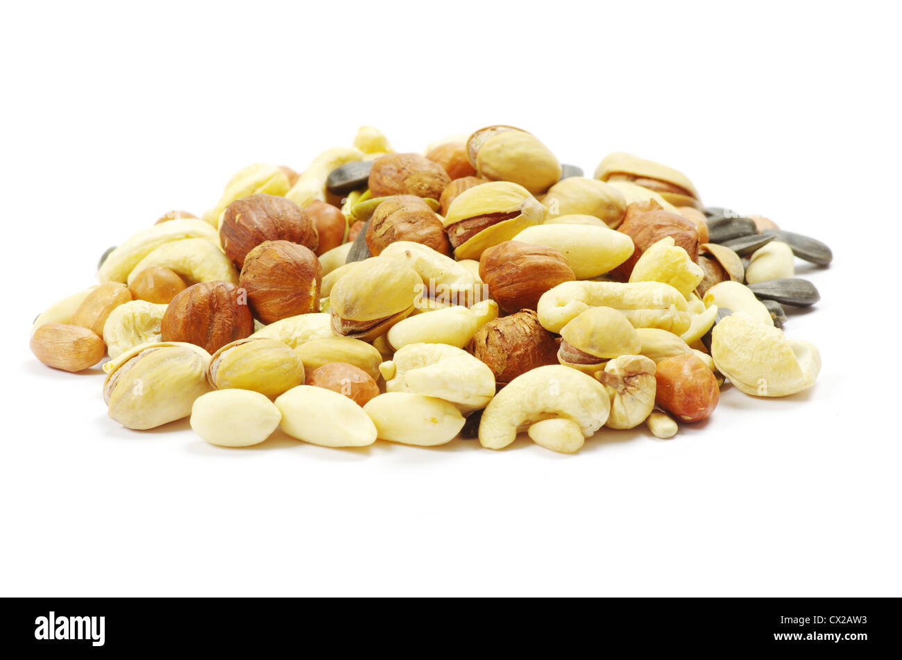 Assorted mixed nuts on white background Stock Photo - Alamy