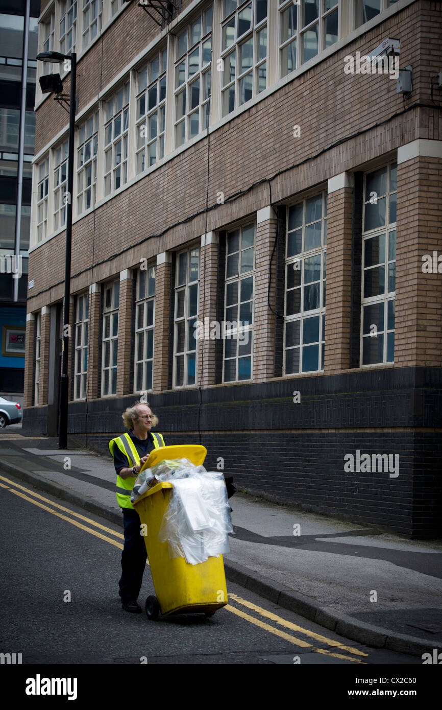 Area around Coop HQ Noma Manchester pictured workman pushing a yellow ...