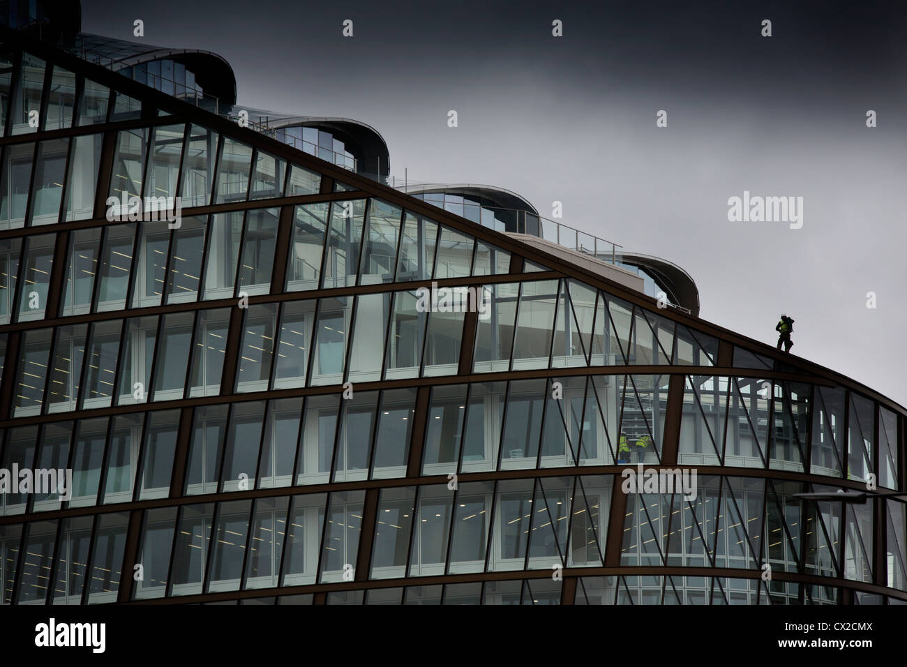 Area around Coop HQ Noma Manchester pictured workman on the roof of ...