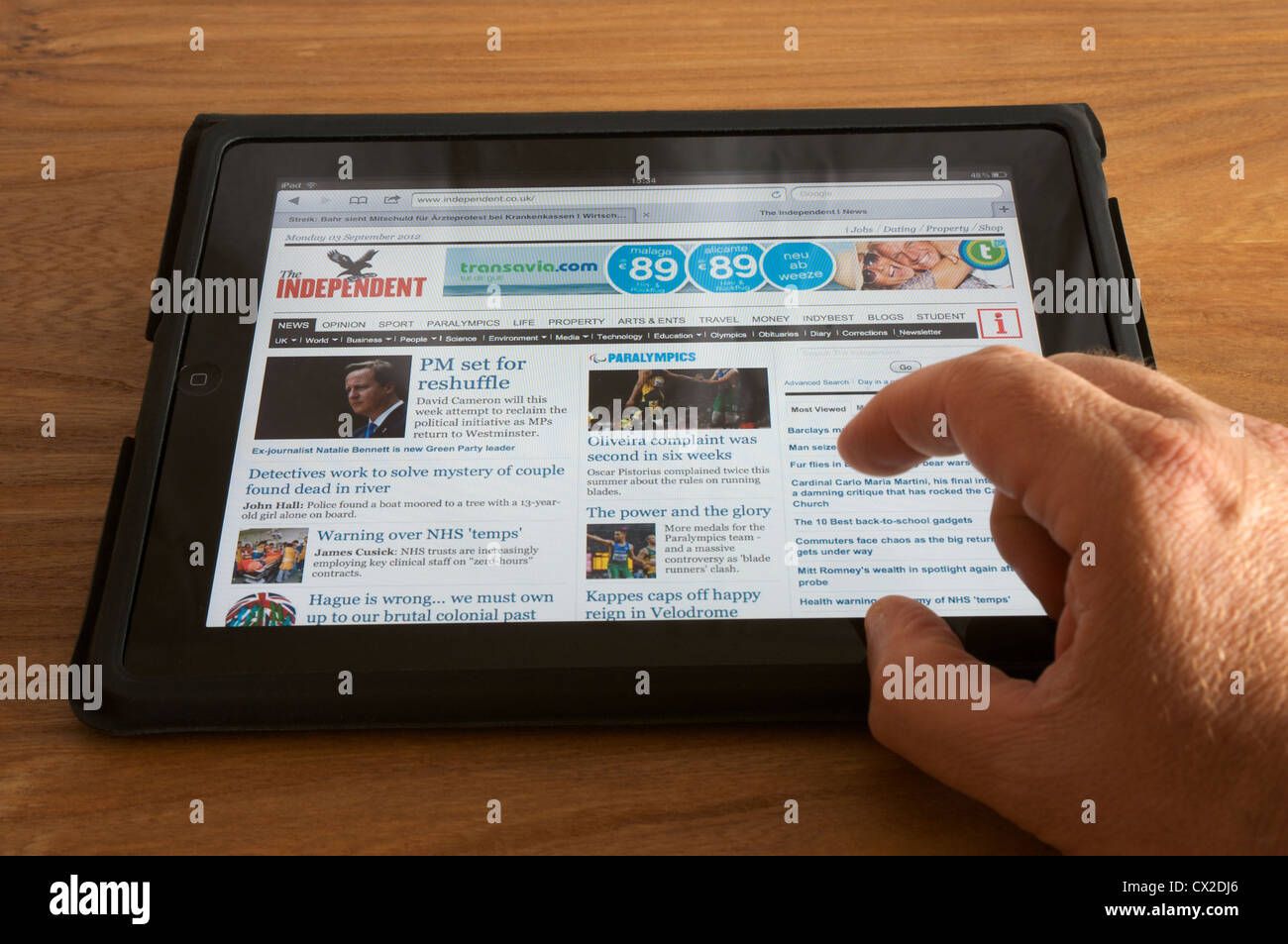 The Independent newspaper electronic edition displayed on an Apple iPad ...