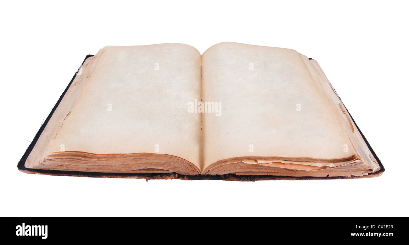 Old book with blank yellow stained pages Stock Photo - Alamy
