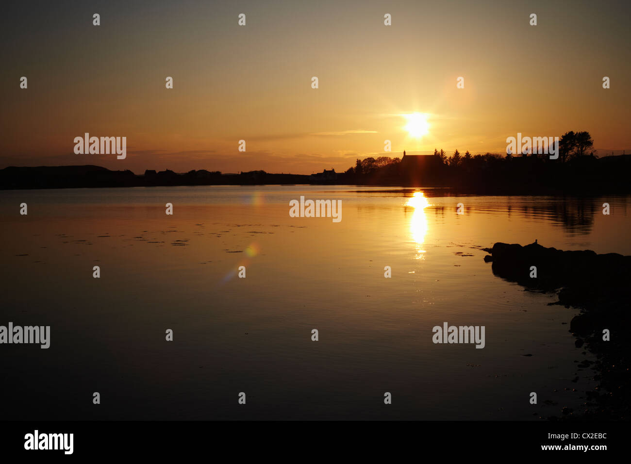 Sunset across Loch Ewe from Aultbea Hotel, Aultbea, Scotland Stock ...