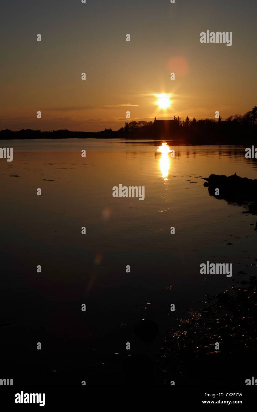 Sunset across Loch Ewe from Aultbea Hotel, Aultbea, Scotland Stock ...