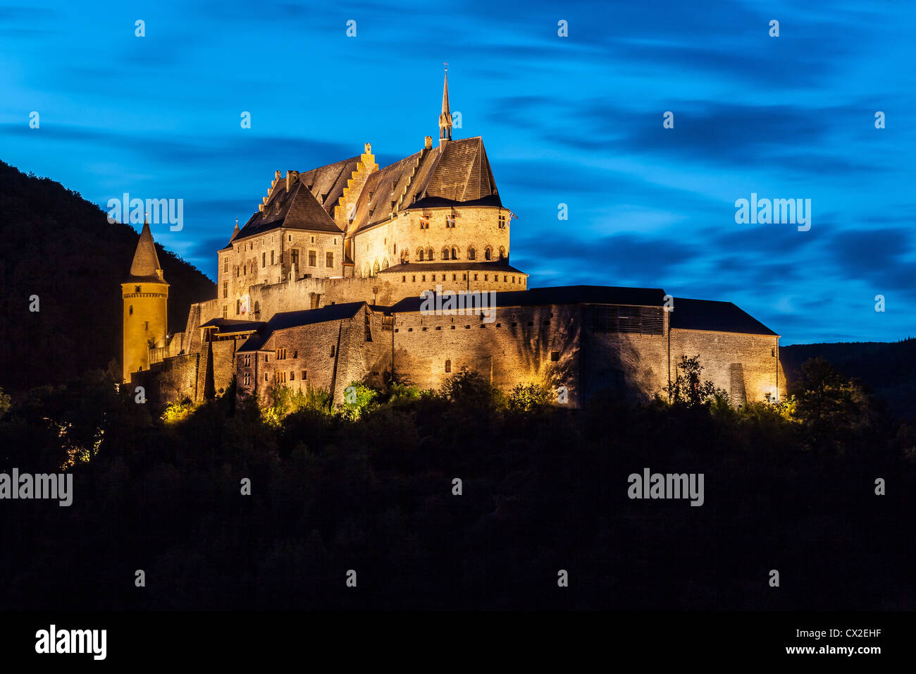 The beautiful medieval castle in Vianden, a small village in Luxembourg ...