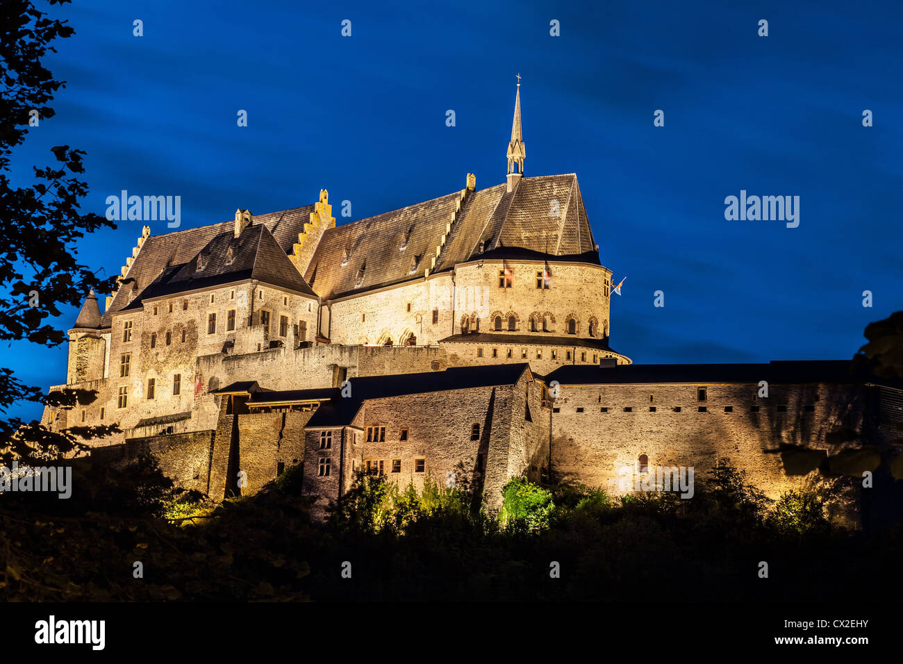 The beautiful medieval castle in Vianden, a small village in Luxembourg ...