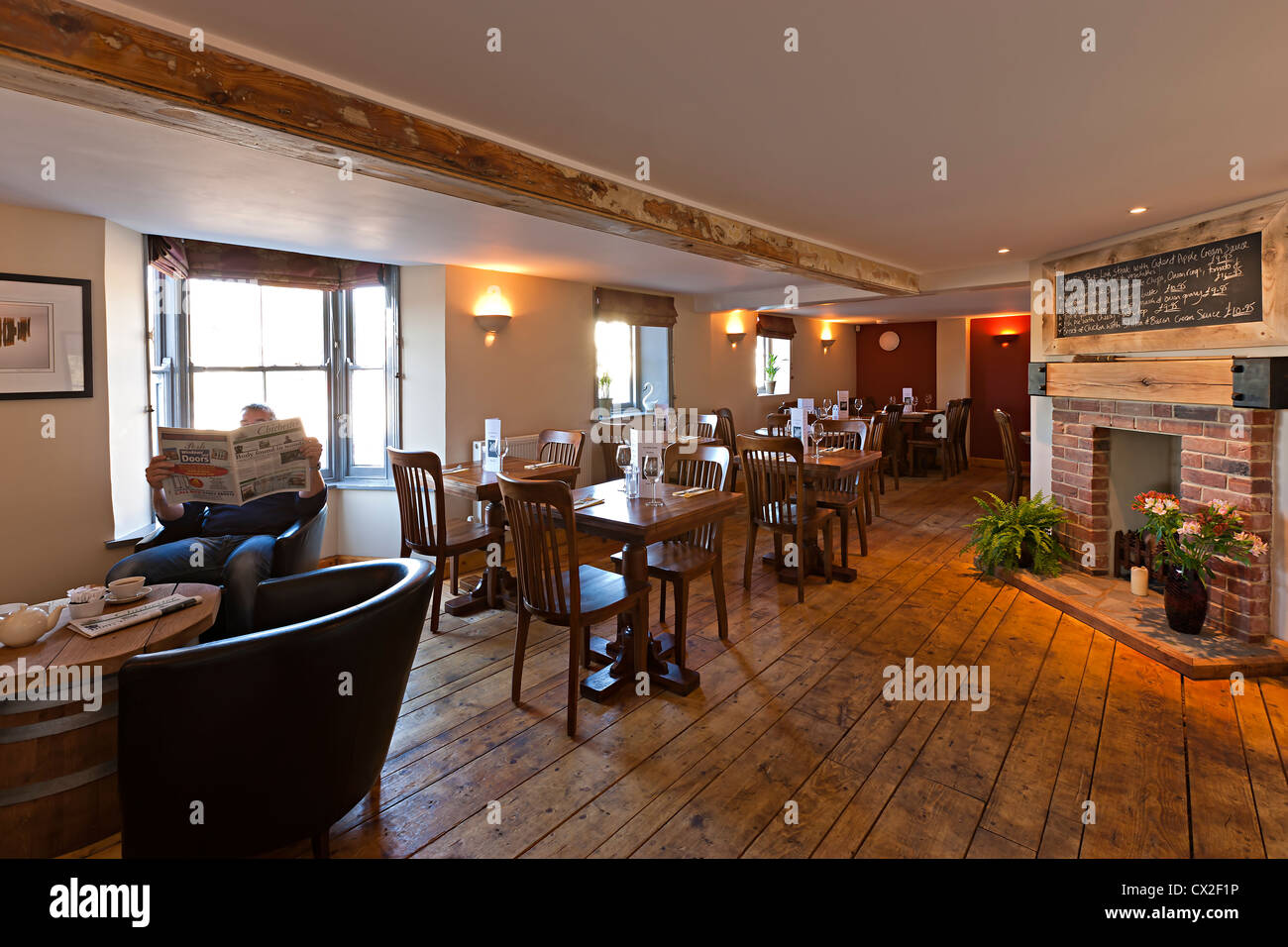Rustic pub with wooden beams hi-res stock photography and images - Alamy