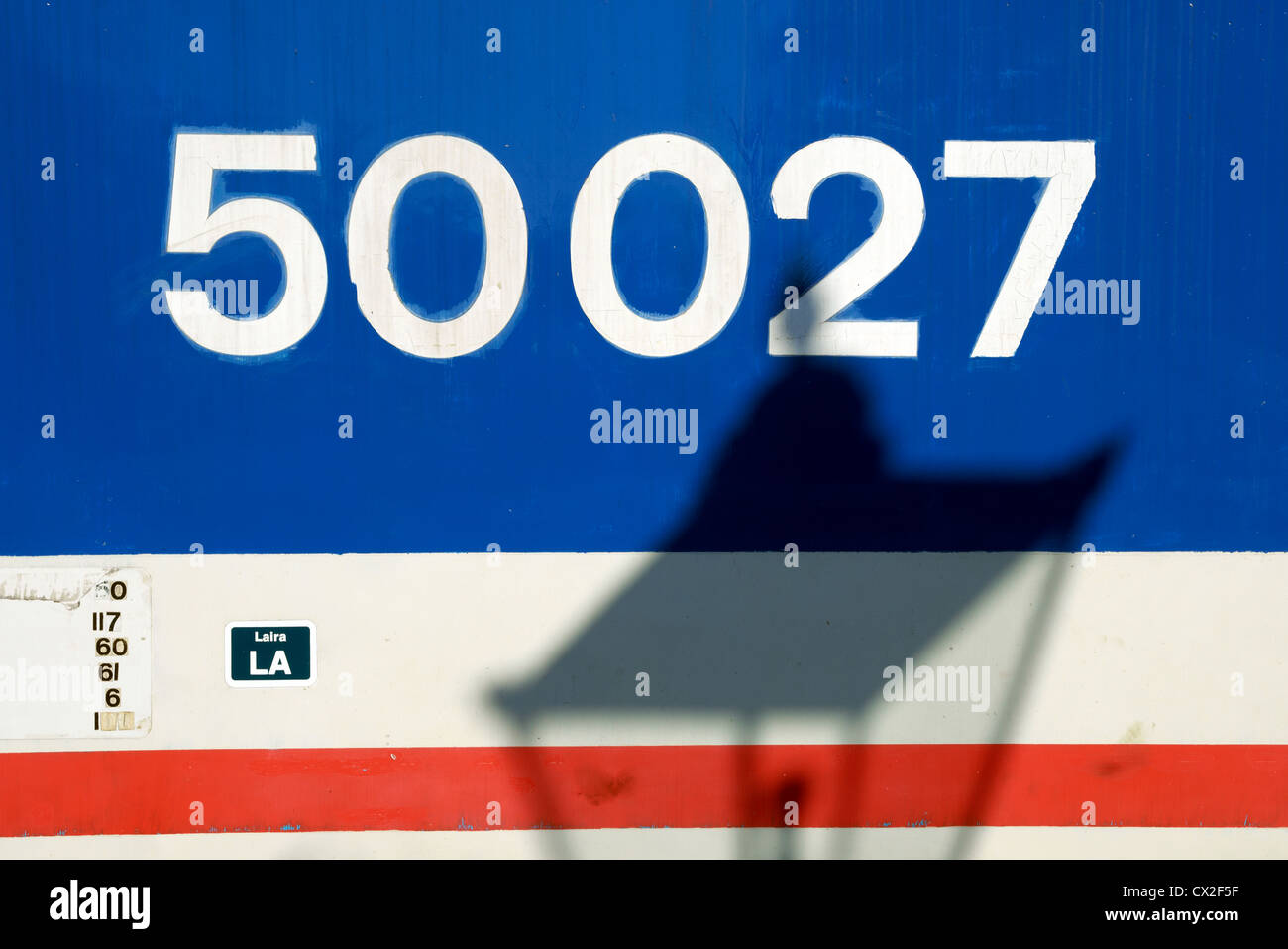 Locomotive TOPS number 50027 on side of a Class 50 diesel loco. Also ...