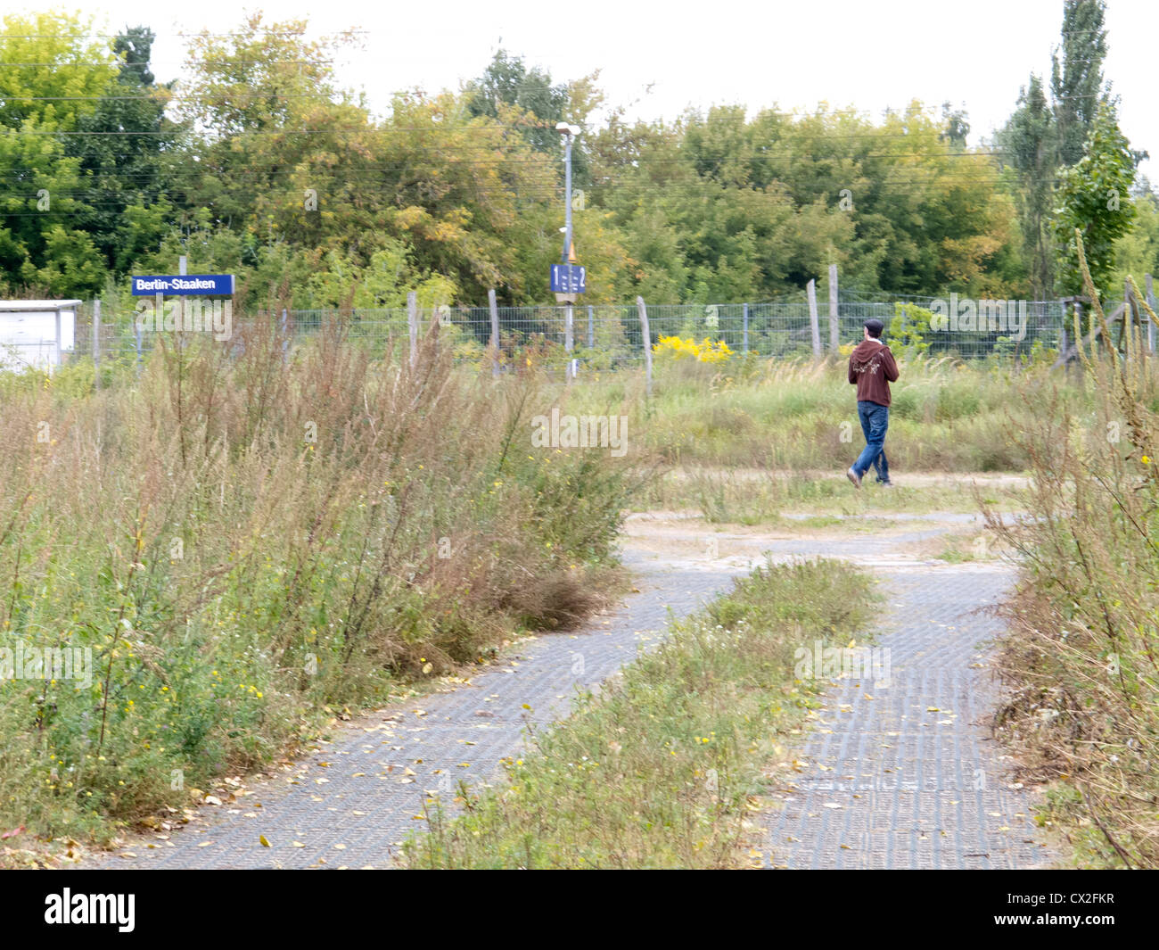 The Berlin Wall Region at Staaken, West Berlin the former patrol path ...