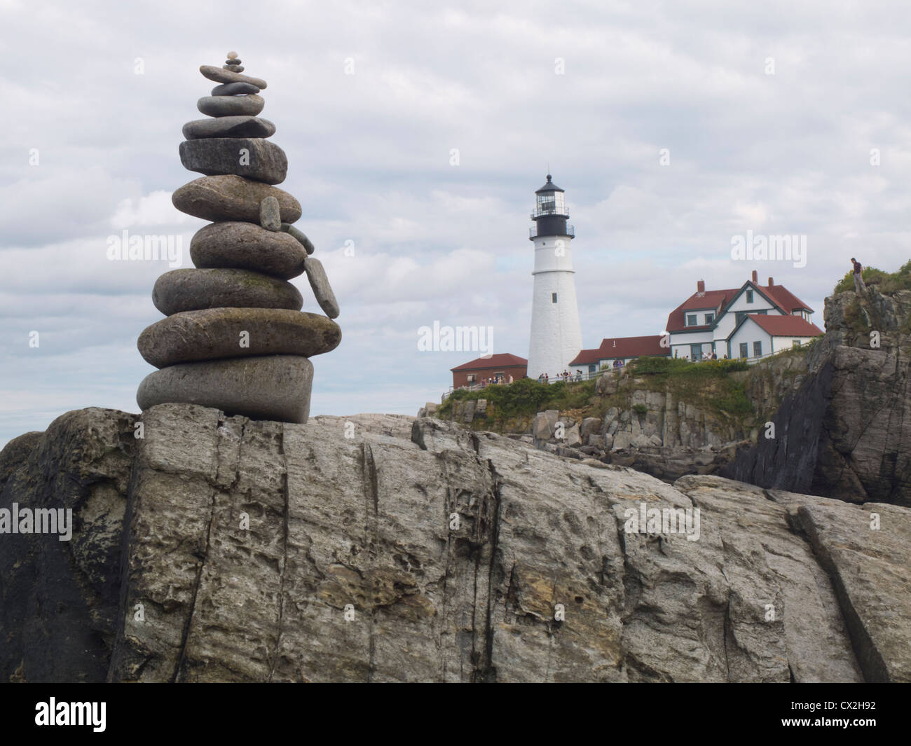 stack of stones in Portland Maine Stock Photo - Alamy