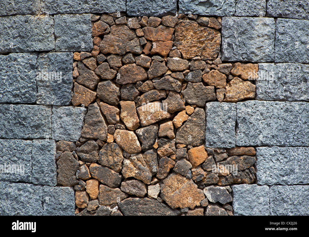 Lanzarote masonry wall with volcanic stones in Canary Islands Stock ...