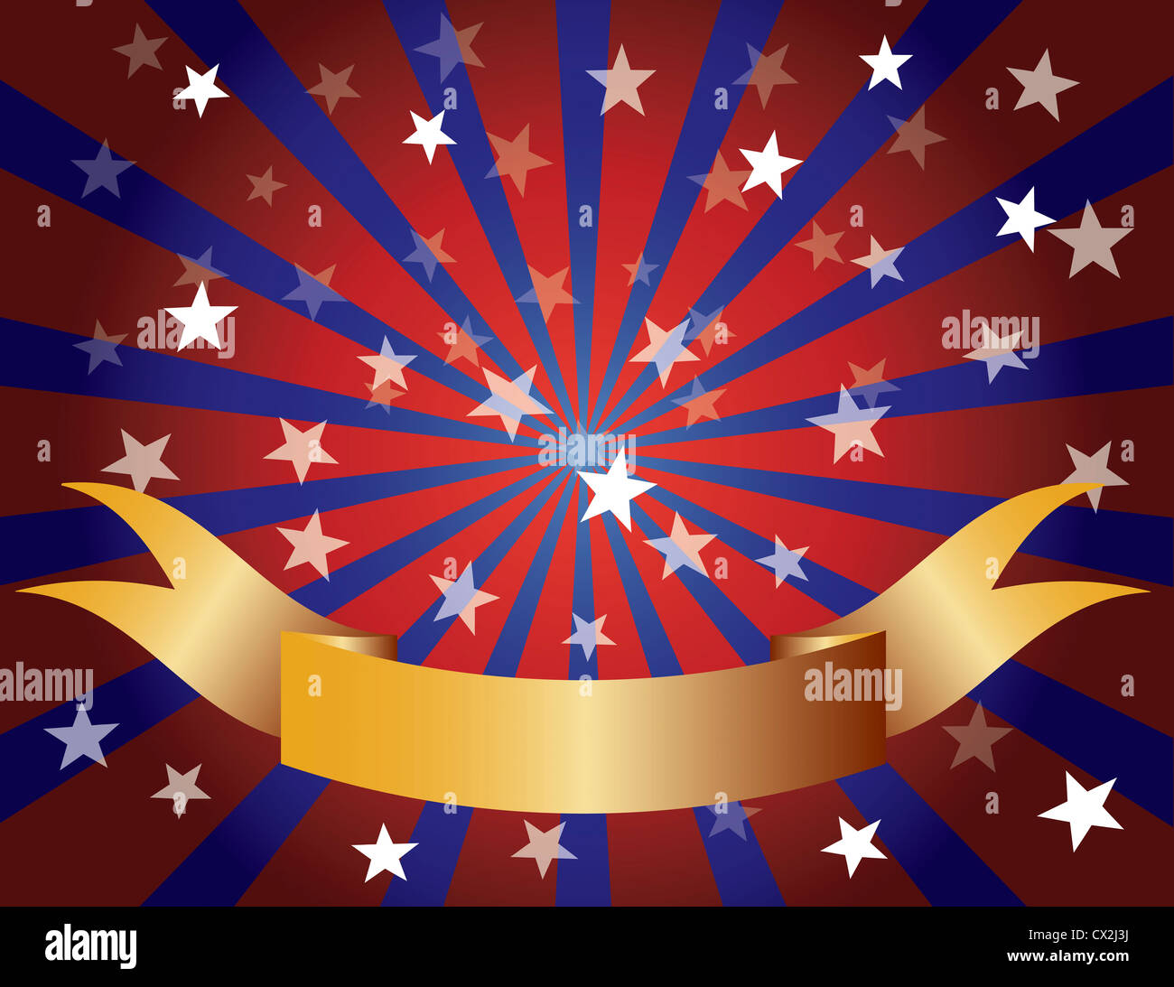 Fourth of July Red White and Blue Stars Stripes Sun Rays Banner Stock ...