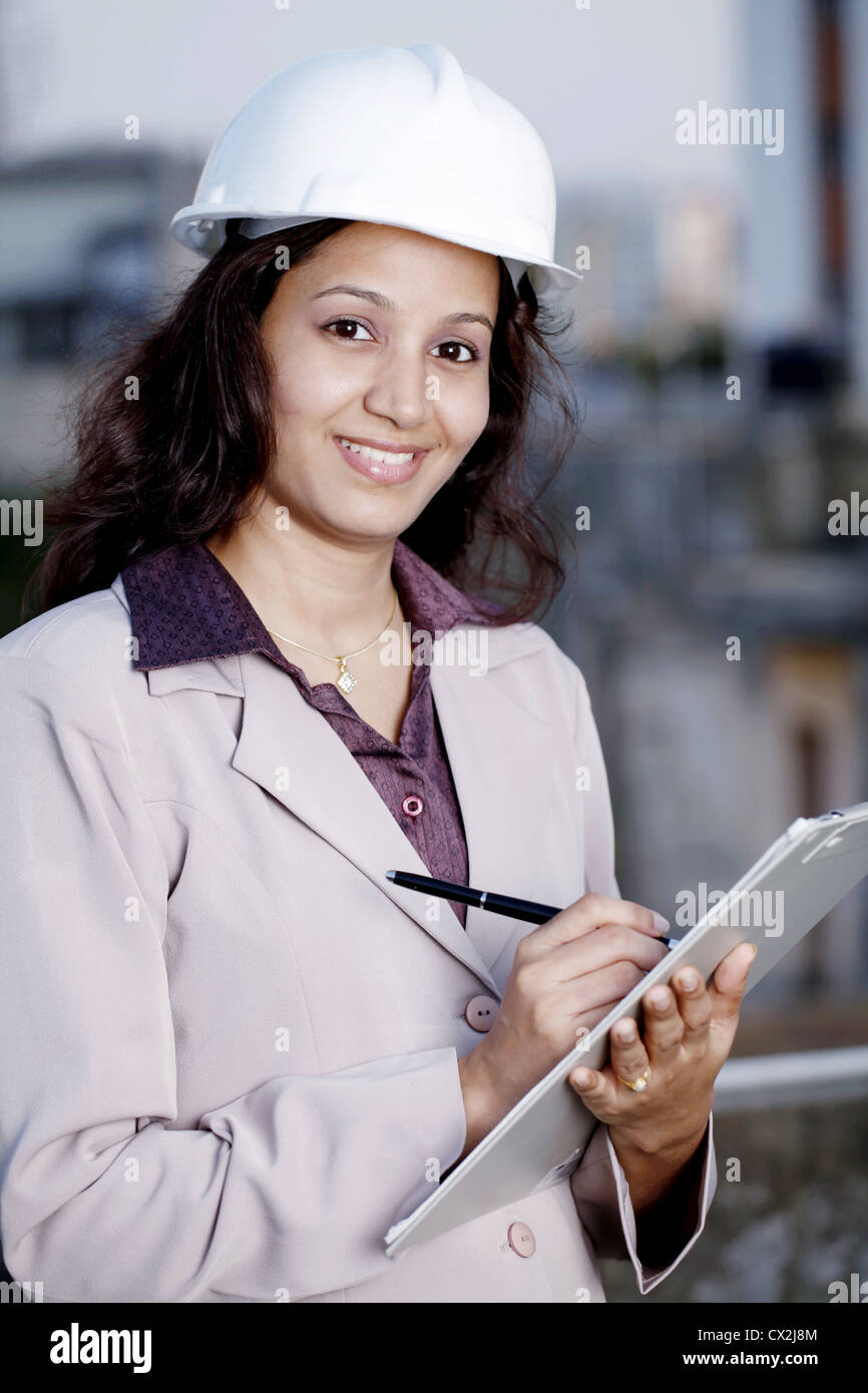 Young Indian female construction engineer Stock Photo - Alamy