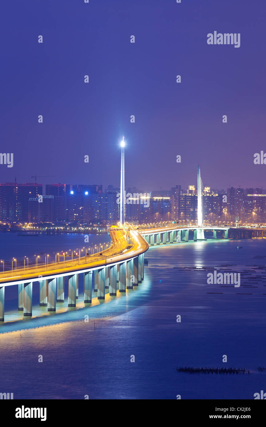 Hong Kong Shenzhen Western Corridor Bridge at night Stock Photo - Alamy