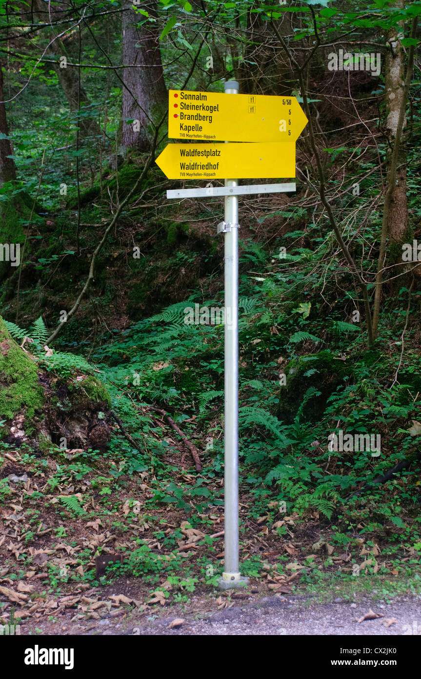 walking Path sign with distances and directions Austria, Tyrol ...