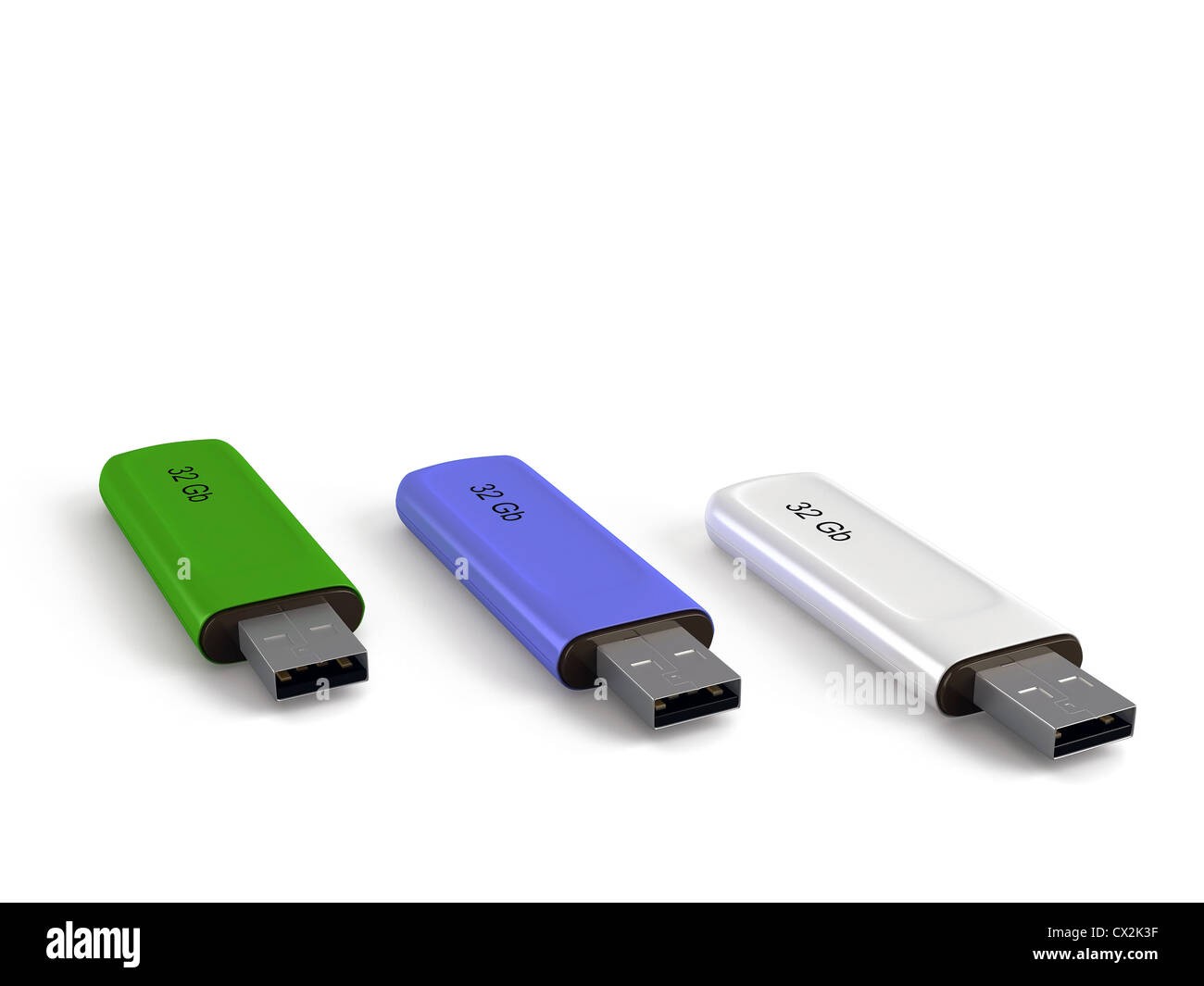 3d set of color USB flash drives isolated on white Stock Photo - Alamy