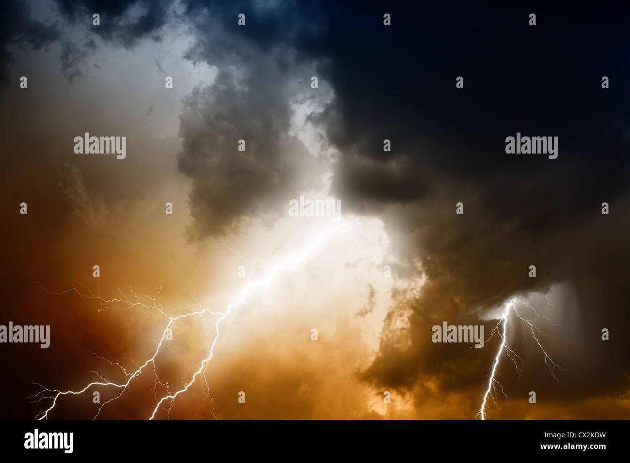 Dark sky with lightning Stock Photo - Alamy