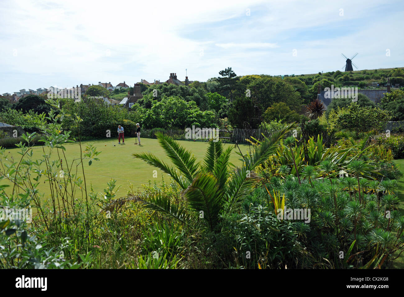 Playing croquet beside Kipling Gardens at Rottingdean East Sussex near ...