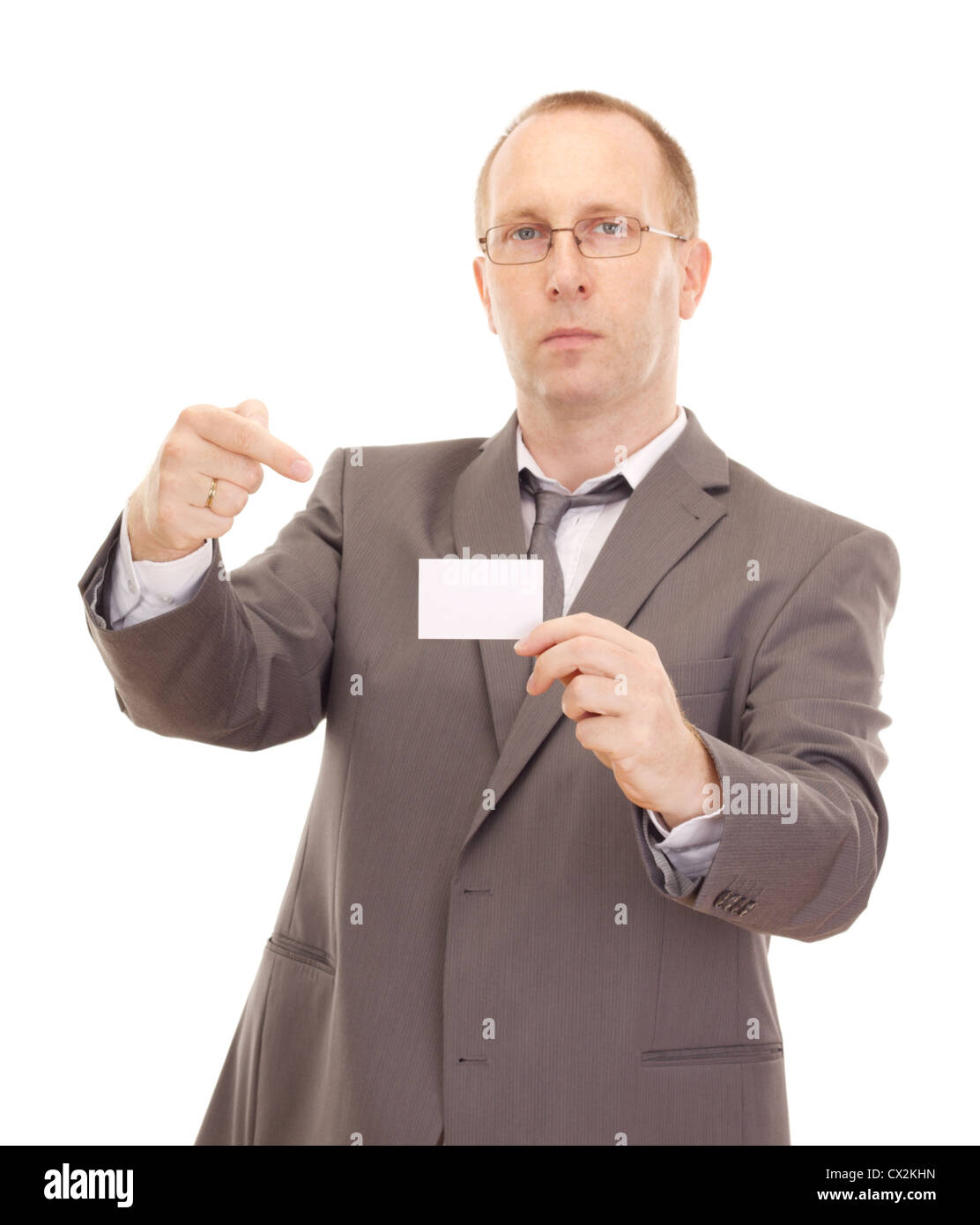 Business person showing visiting card Stock Photo - Alamy