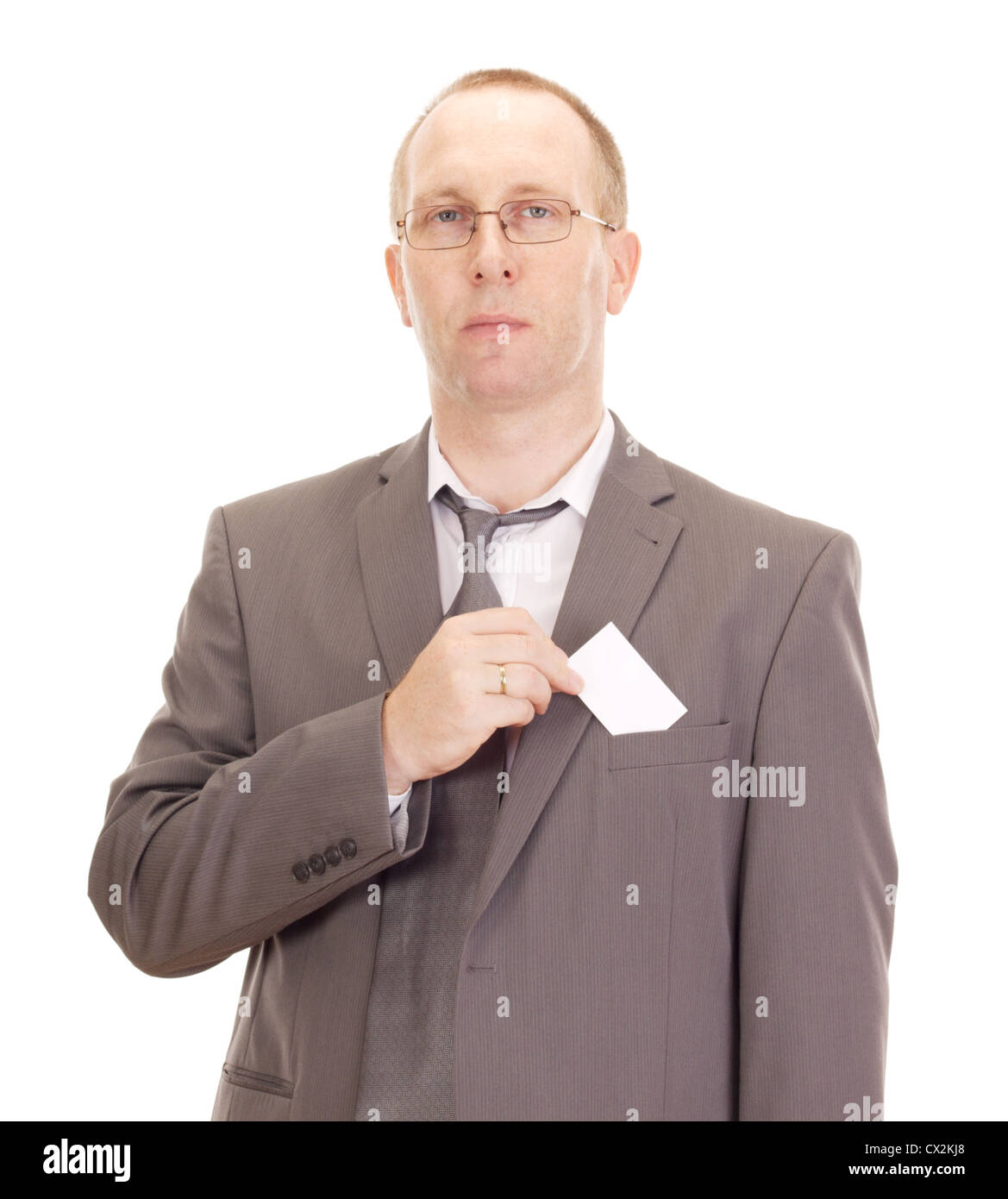Business person showing visiting card Stock Photo - Alamy