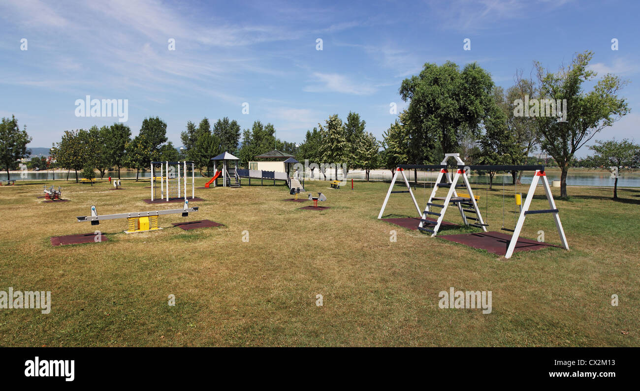 Large children's playground with a variety of entertainment and devices ...