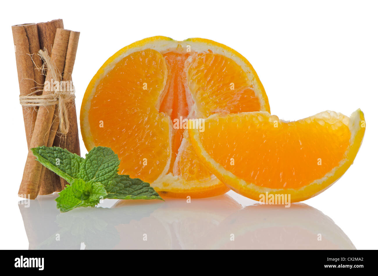 One orange fruit segment or cantle isolated on white background Stock ...