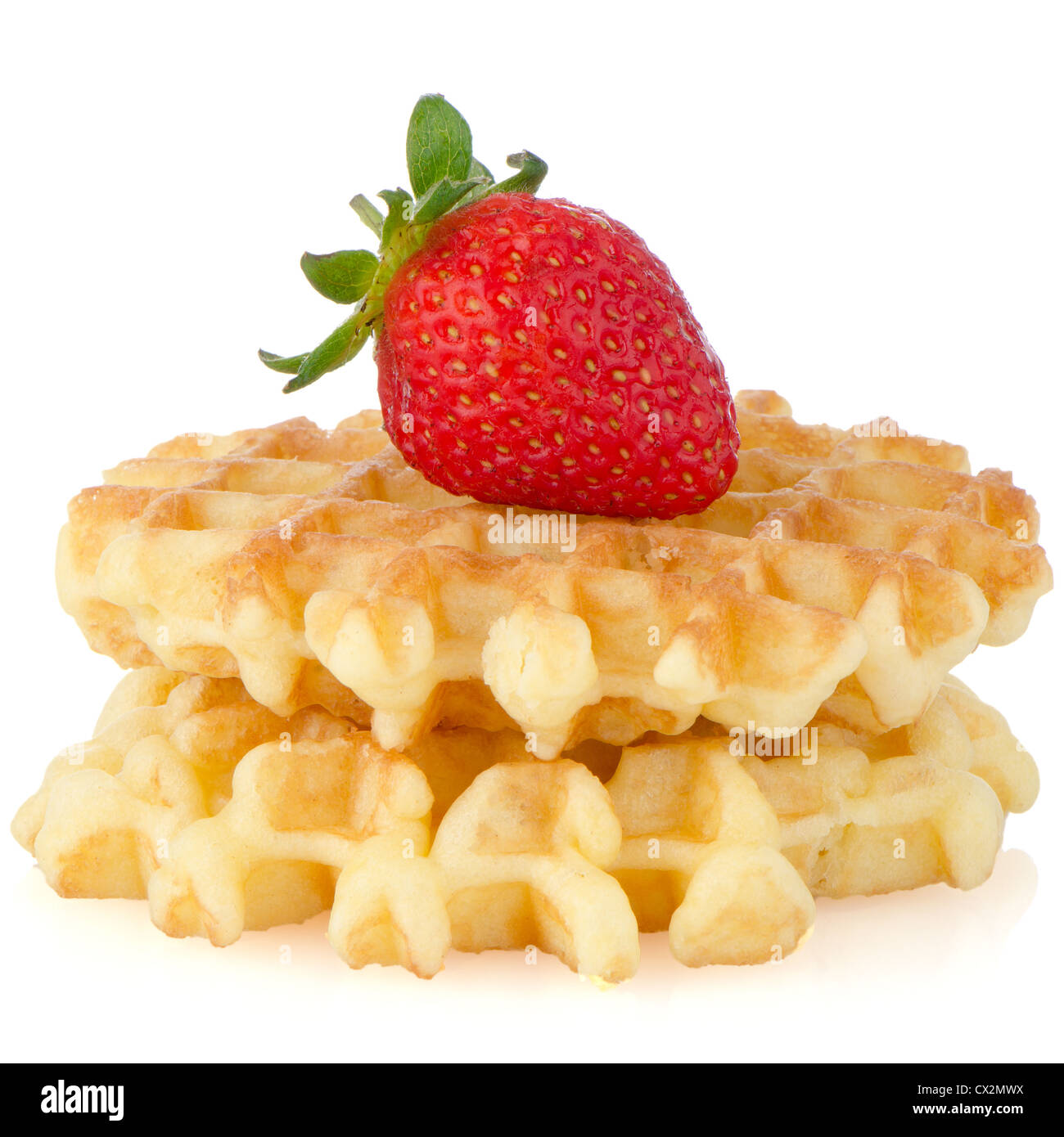 Waffles and strawberry isolated on white background Stock Photo - Alamy
