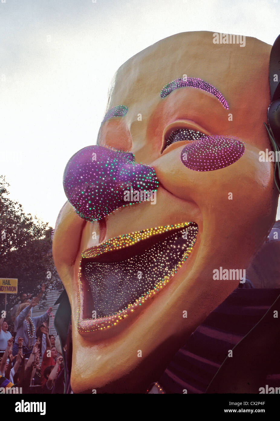 A happy face float in the Mardi gras parade, New Orleans Stock Photo ...