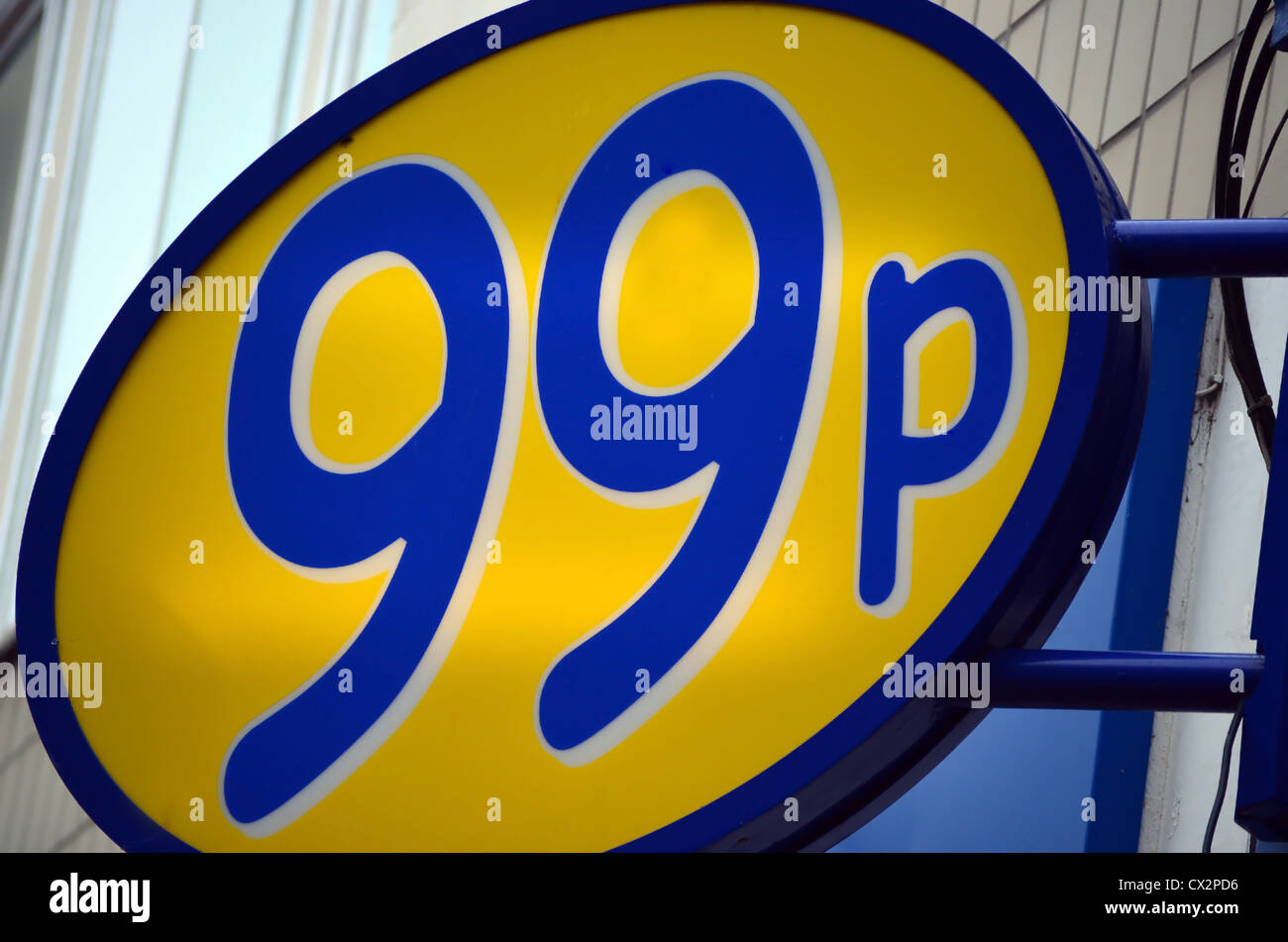 99p shop sign Stock Photo - Alamy