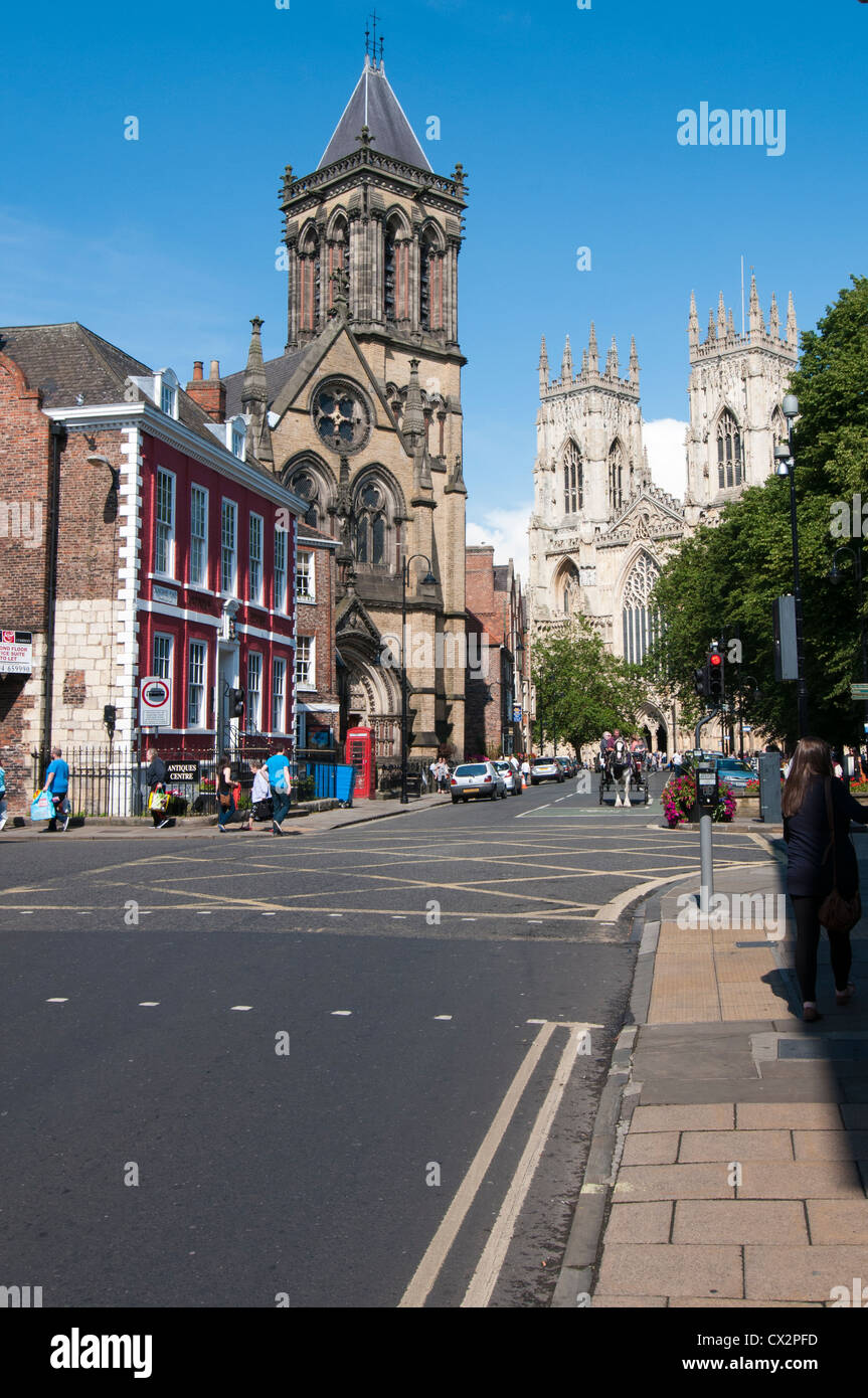 Looking up Museum Street towards York Minster Stock Photo - Alamy
