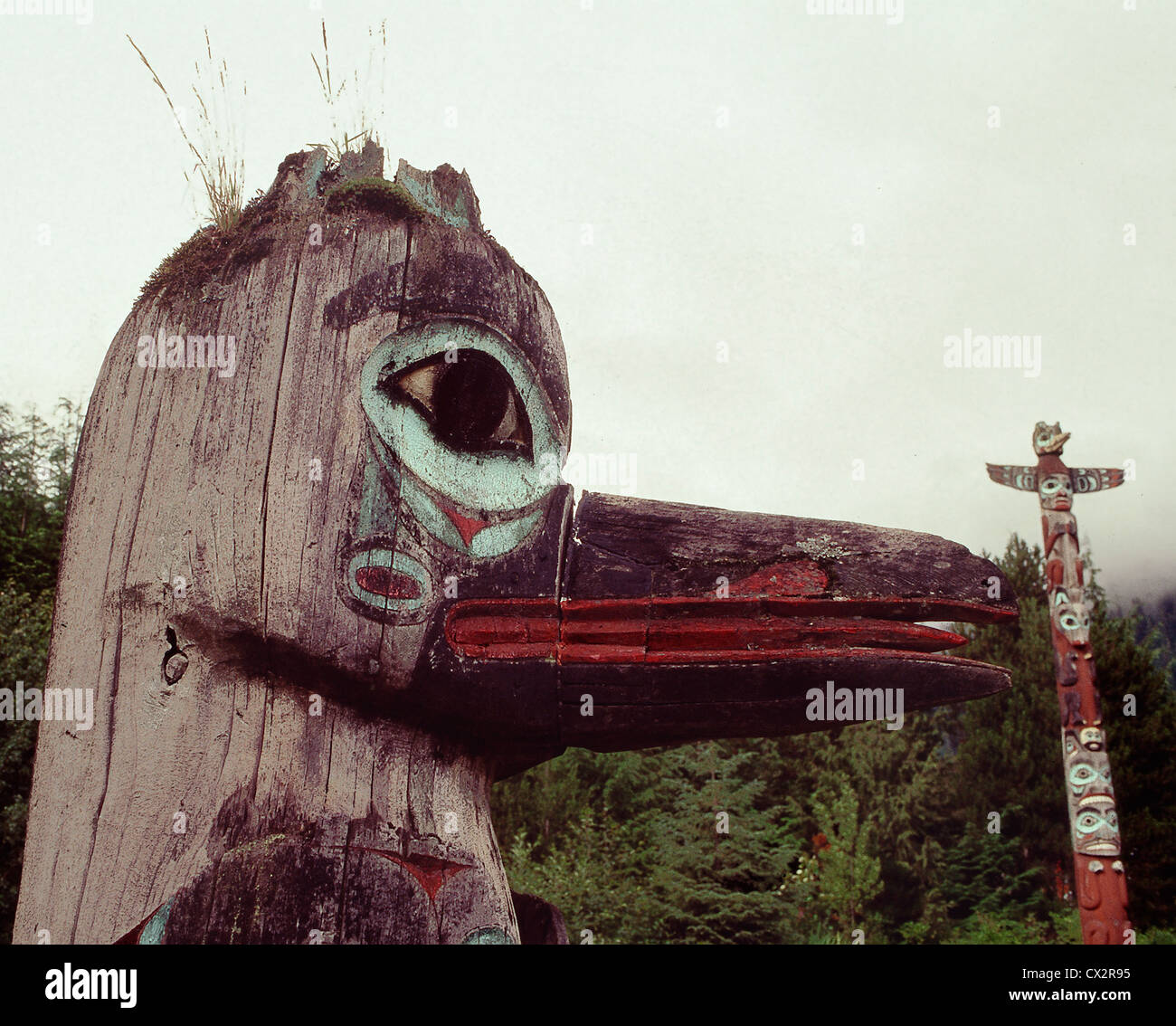 Totem pole in Saxman Native Village Totem Pole Park, Ketchikan, Alaska ...