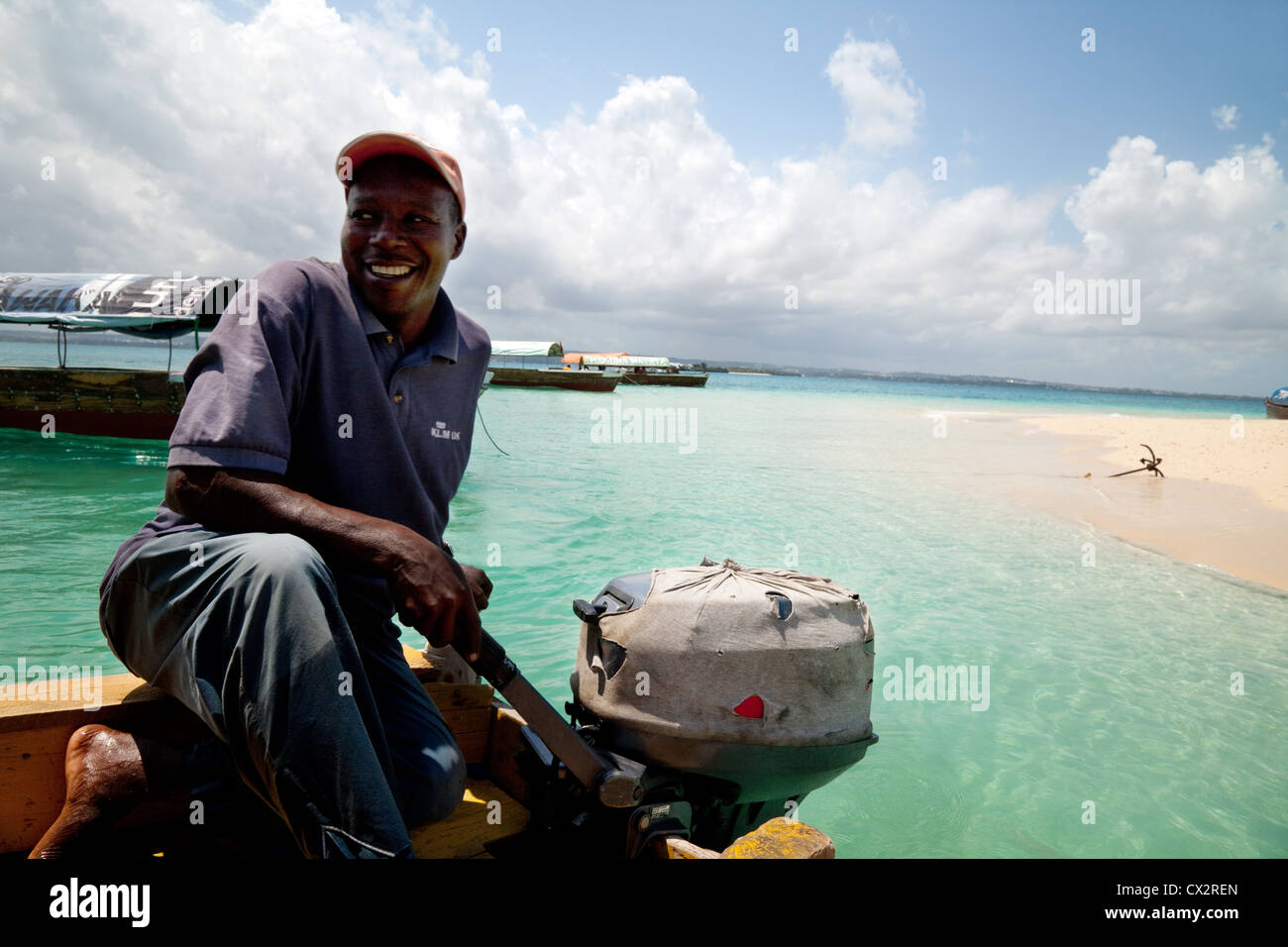 Zanzibari African boatman piloting his boat, Zanzibar Africa Stock ...