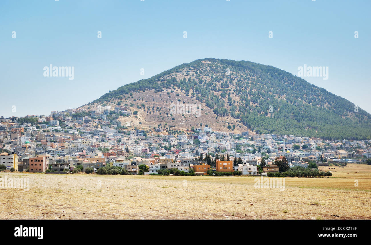 Mentioned in the Bible Mount Tabor and the Arab city at its foot Stock ...