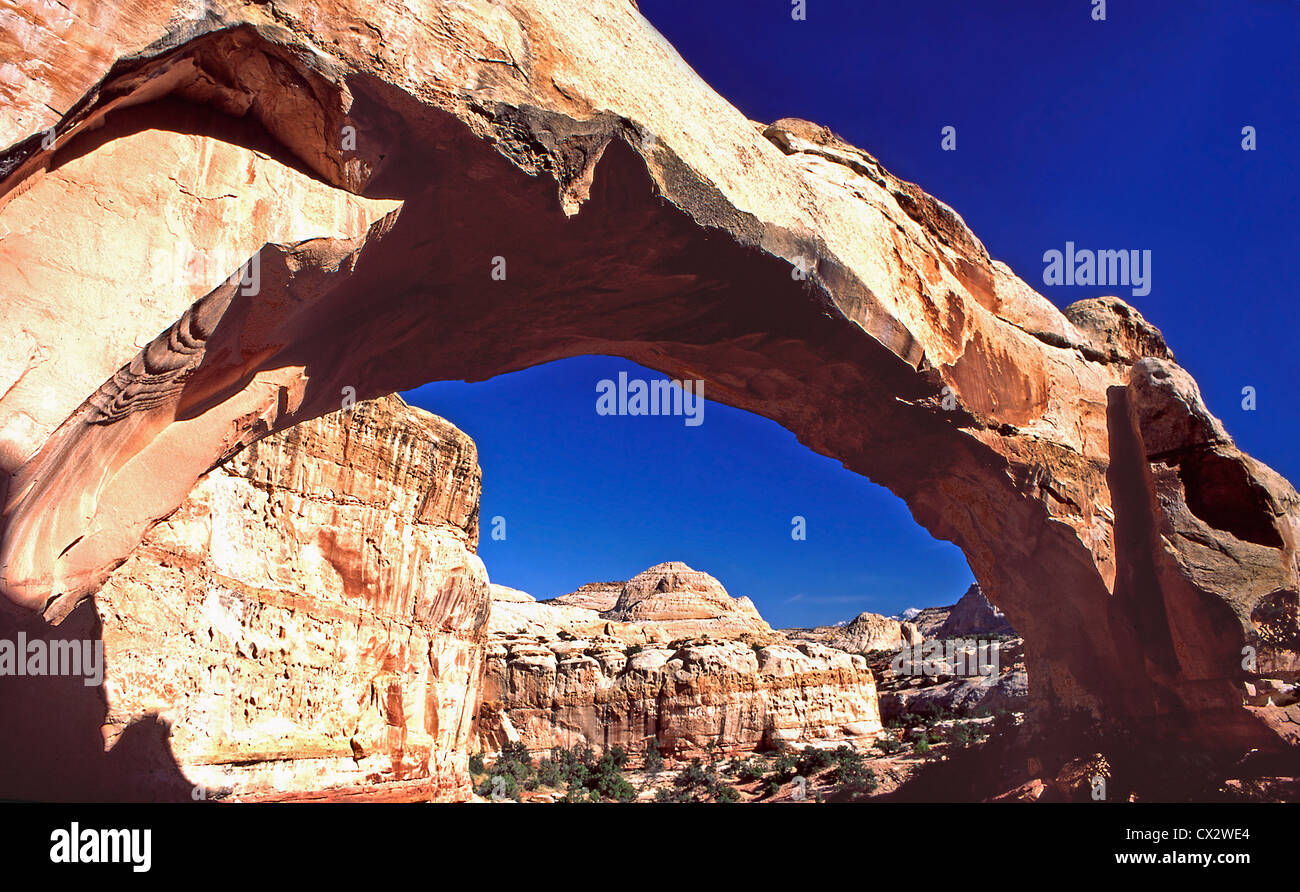 Hickman Bridge with Capitol Reef in the center, Capitol Reef National ...