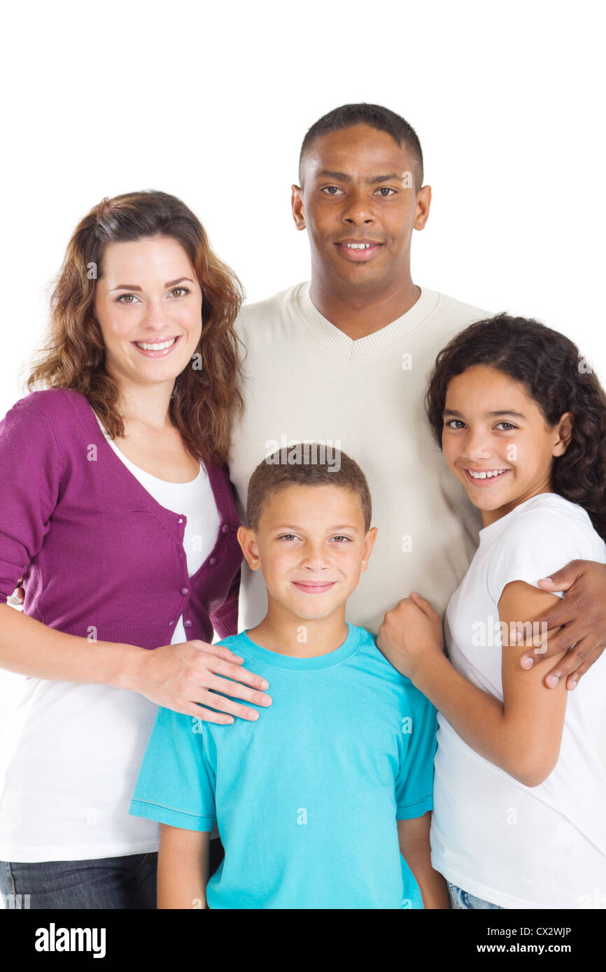 happy multiracial family of four studio portrait Stock Photo - Alamy