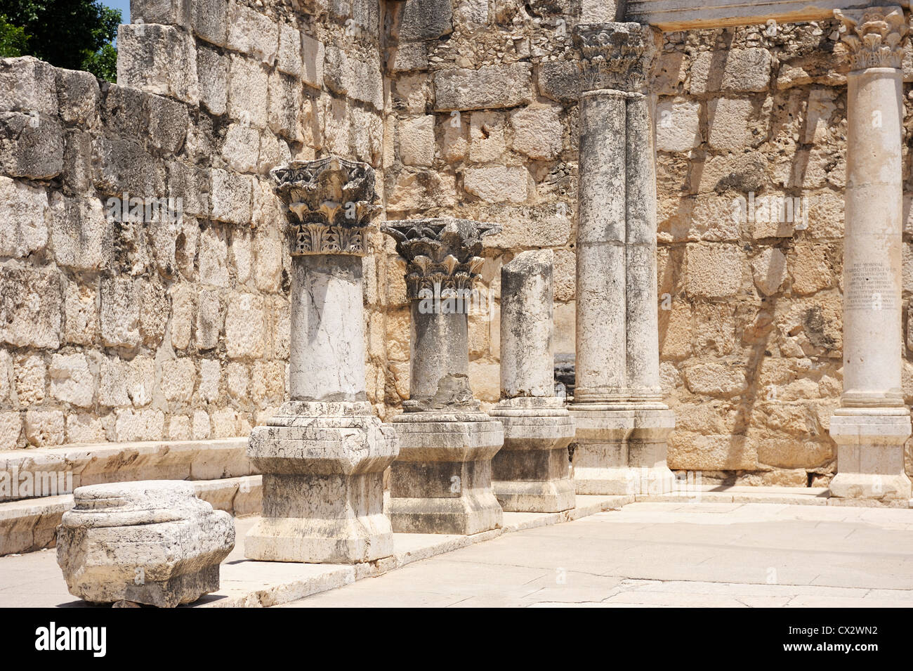 Ruins of ancient Roman temple in the town of Capernaum (Galilee, Israel ...