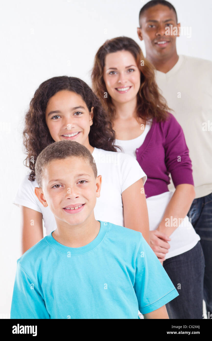 happy multiracial family of four studio portrait Stock Photo - Alamy