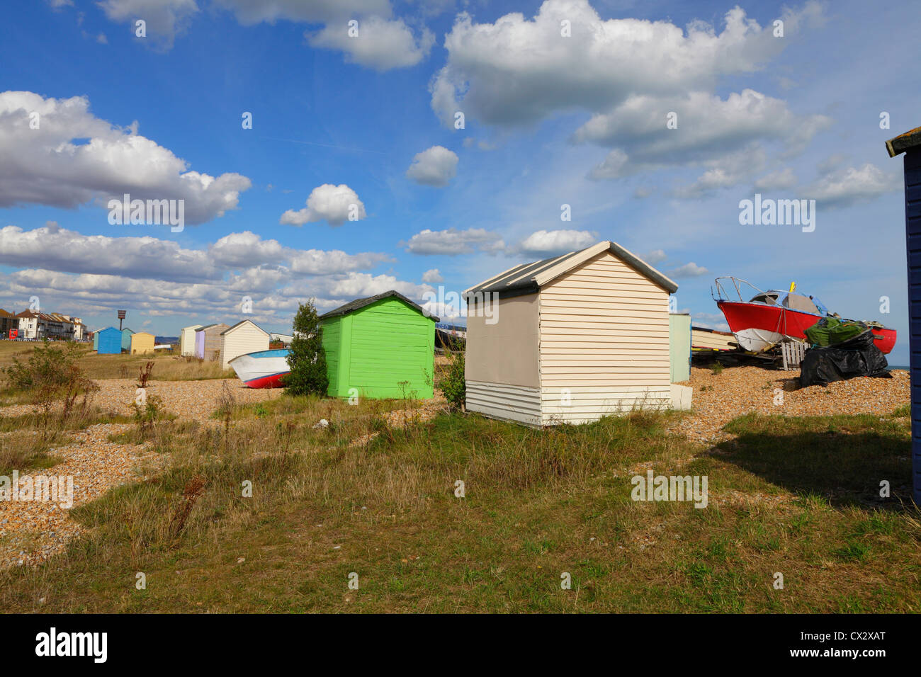 Colourful Beach Huts at Littlestone Kent UK GB Stock Photo - Alamy