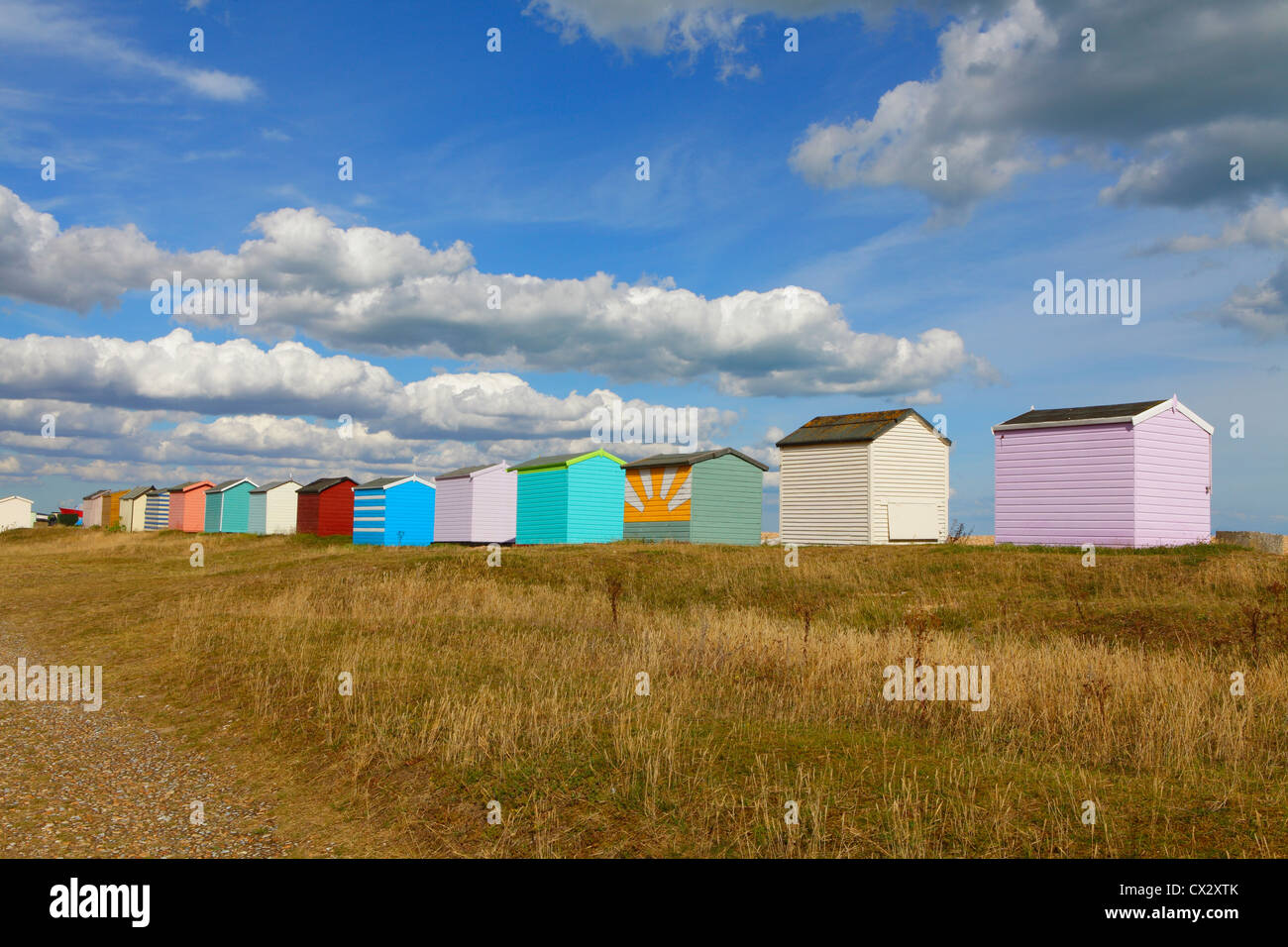 Colourful Seaside Beach Huts at Littlestone Kent UK GB Stock Photo - Alamy
