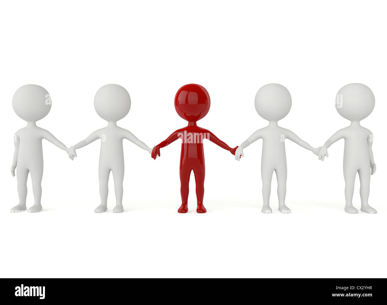 3d humanoid character leadership and team concept on white Stock Photo ...