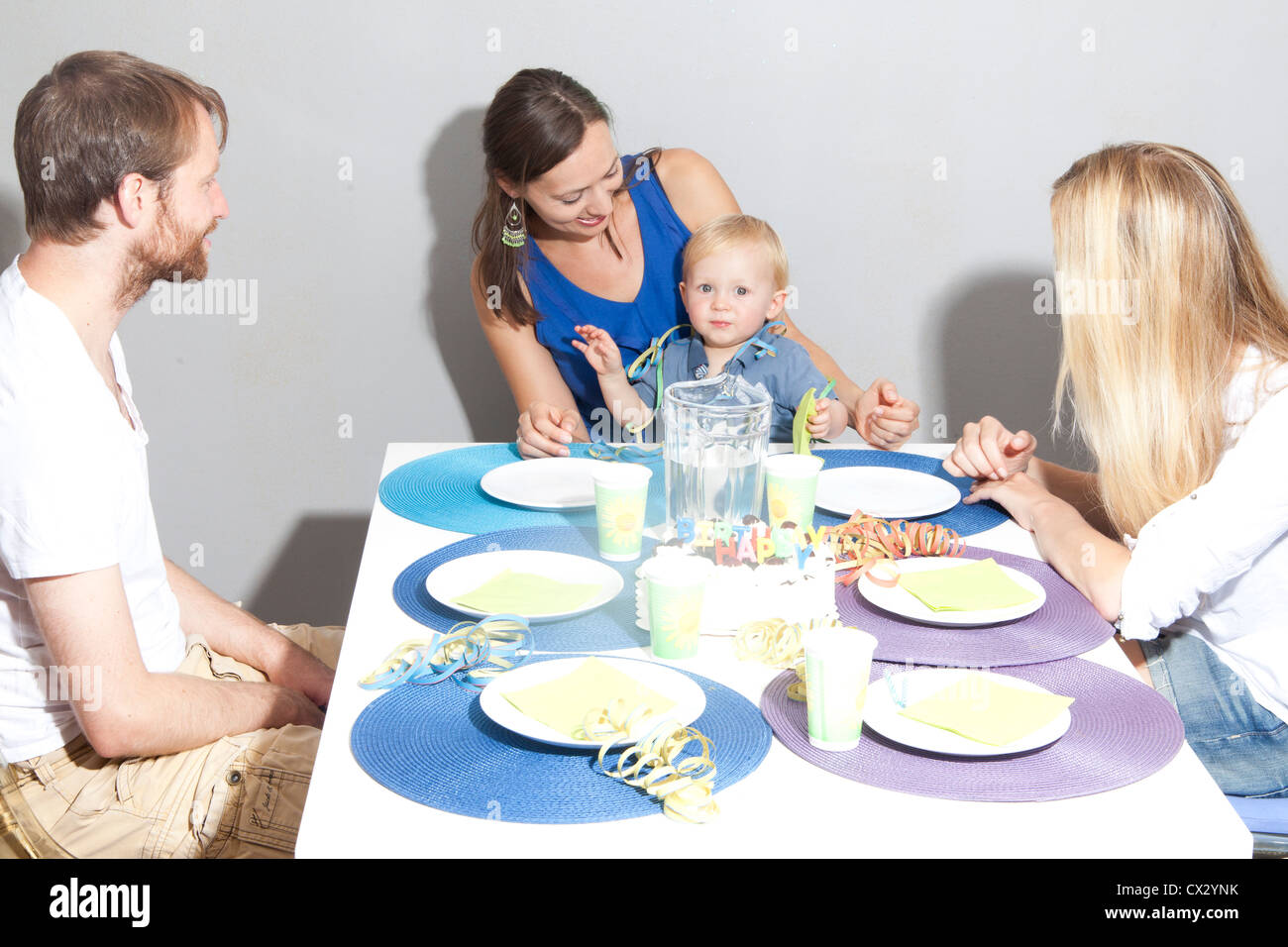 Mother son one year old birthday party hi-res stock photography and ...