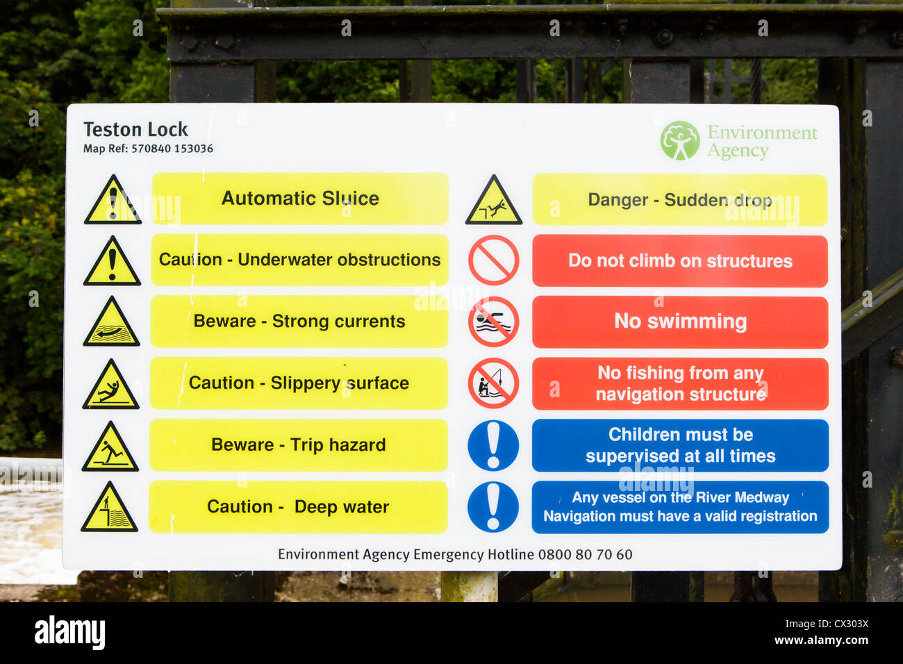 Teston Lock safety sign Stock Photo - Alamy