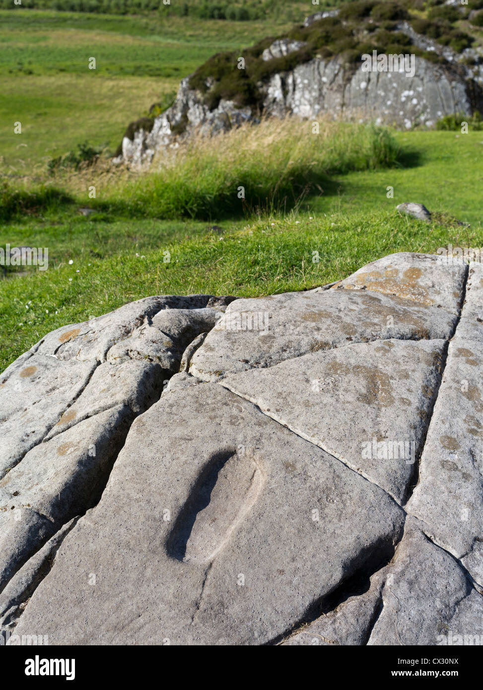dh Kilmartin Glen DUNADD ARGYLL Stone footprint Dunadd Hillfort Crag ...