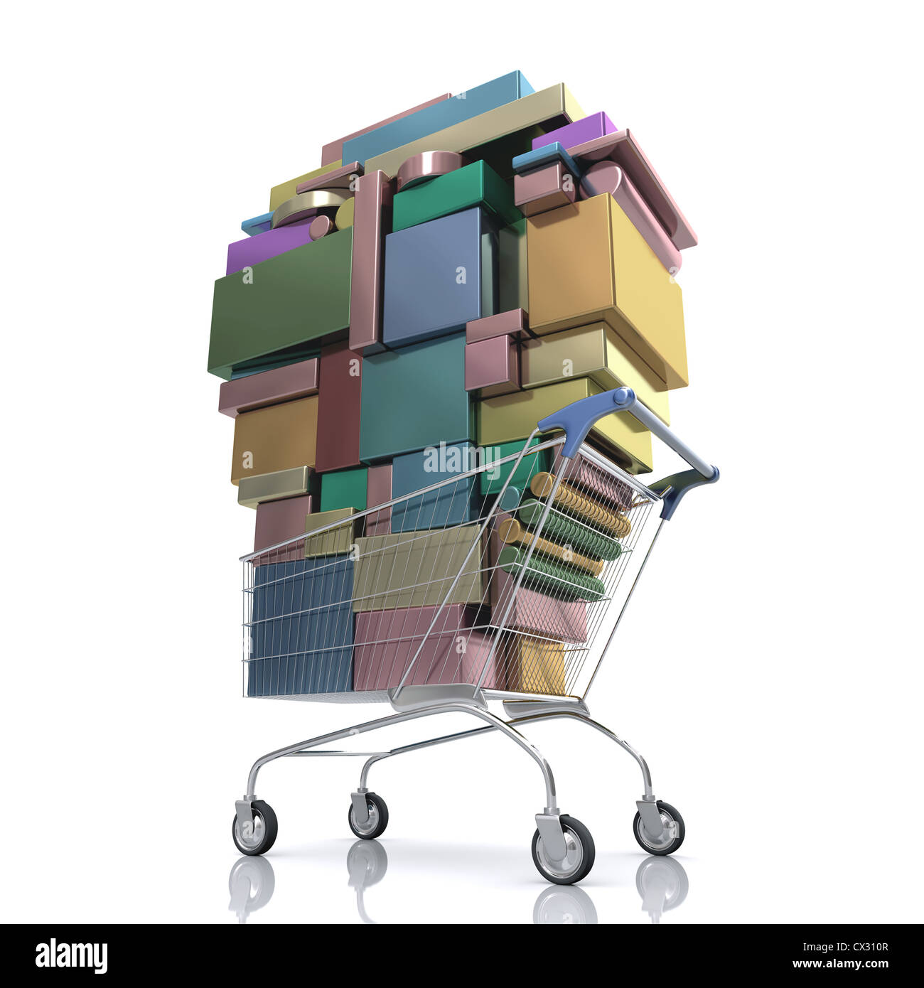 Shopping cart full of gifts Stock Photo - Alamy